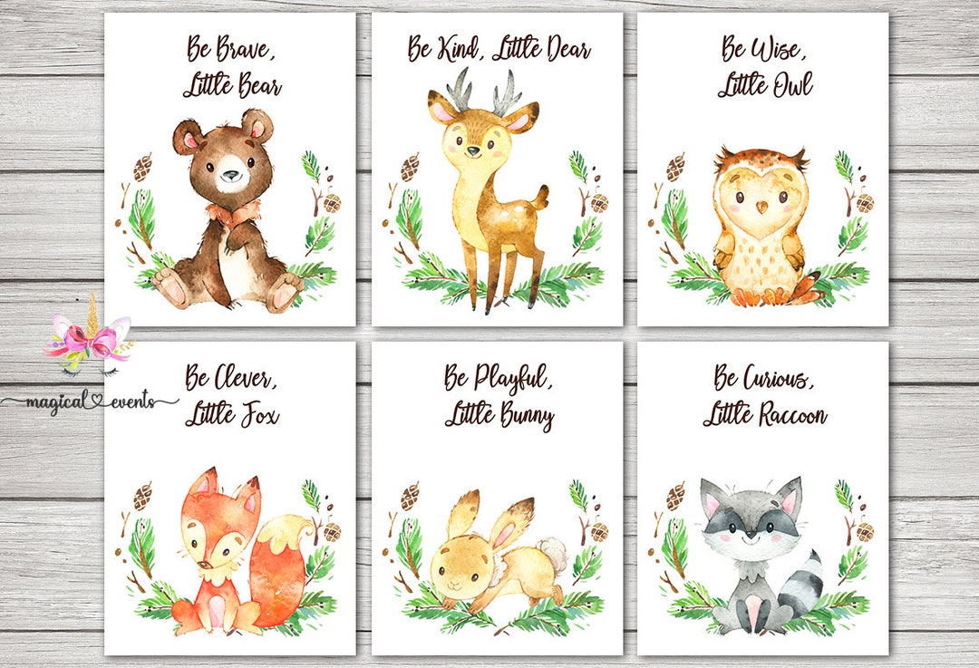 Woodland Animals Wall Art, Forest Animals Wall Decor, Digital Printable ...