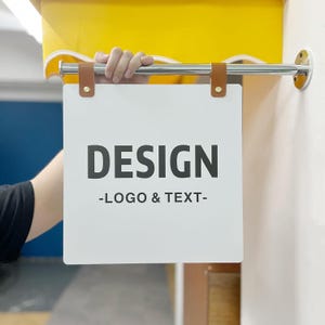 Modern Cafe Sign, Outdoor Metal Flag Sign, Business Sign, Company Logo ...