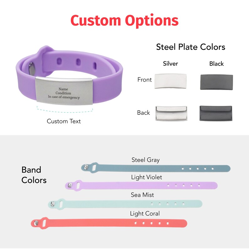 Personalized Medical Alert ID Silicone Band Bracelets for Men & Women ...