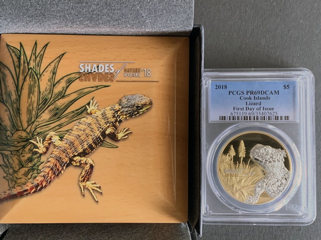 2018 Cook Island Sungazer Lizard 25 Gm Silver Gilded Proof Coin PCGS ...