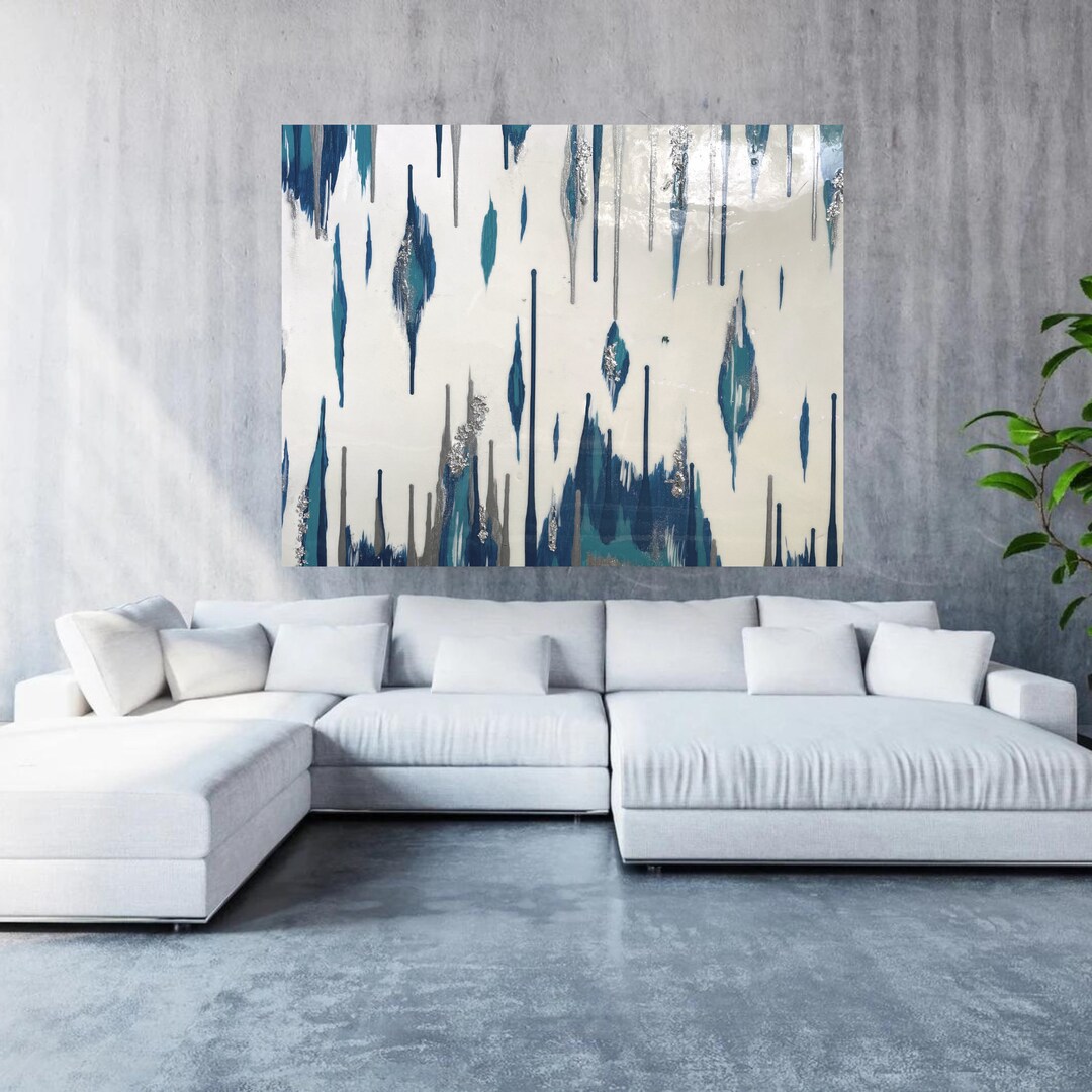 Ocean Drip: Blue Abstract Acrylic Drip Masterpiece - Etsy