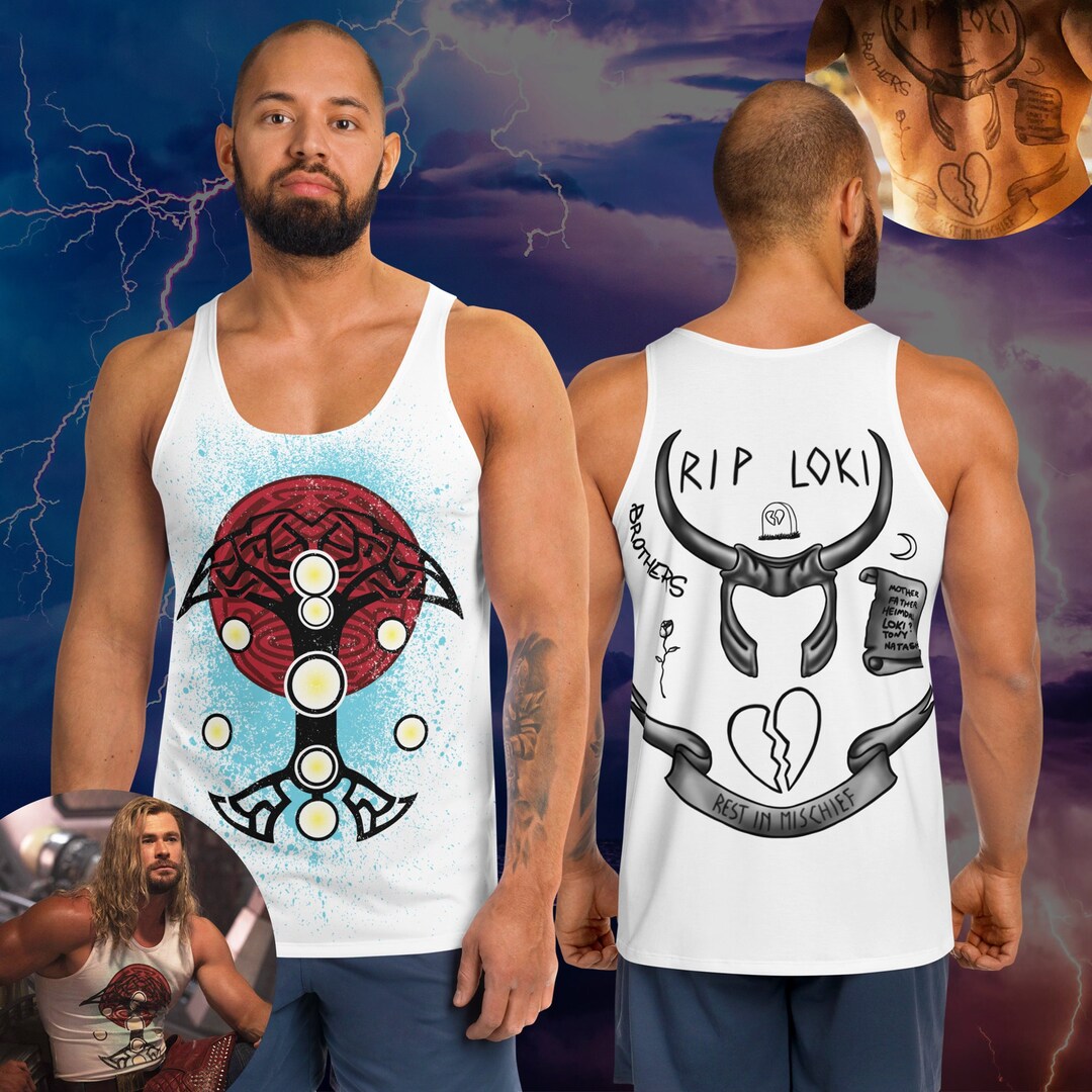 Thor Love and Thunder Loki RIP Tattoo/nine Realms Yggdrasil Screen Accurate Replica Unisex Tank ...