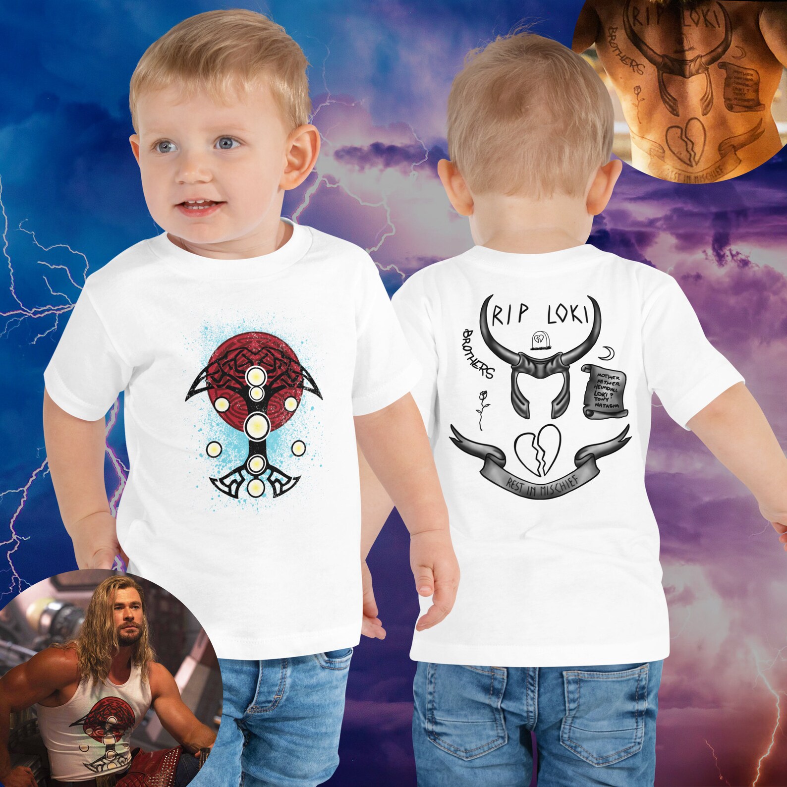 Thor Love and Thunder Loki RIP Tattoo/nine Realms Yggdrasil - Etsy