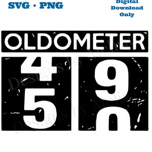 Oldometer 50th Birthday - SVG / PNG Digital Download Design Image for ...