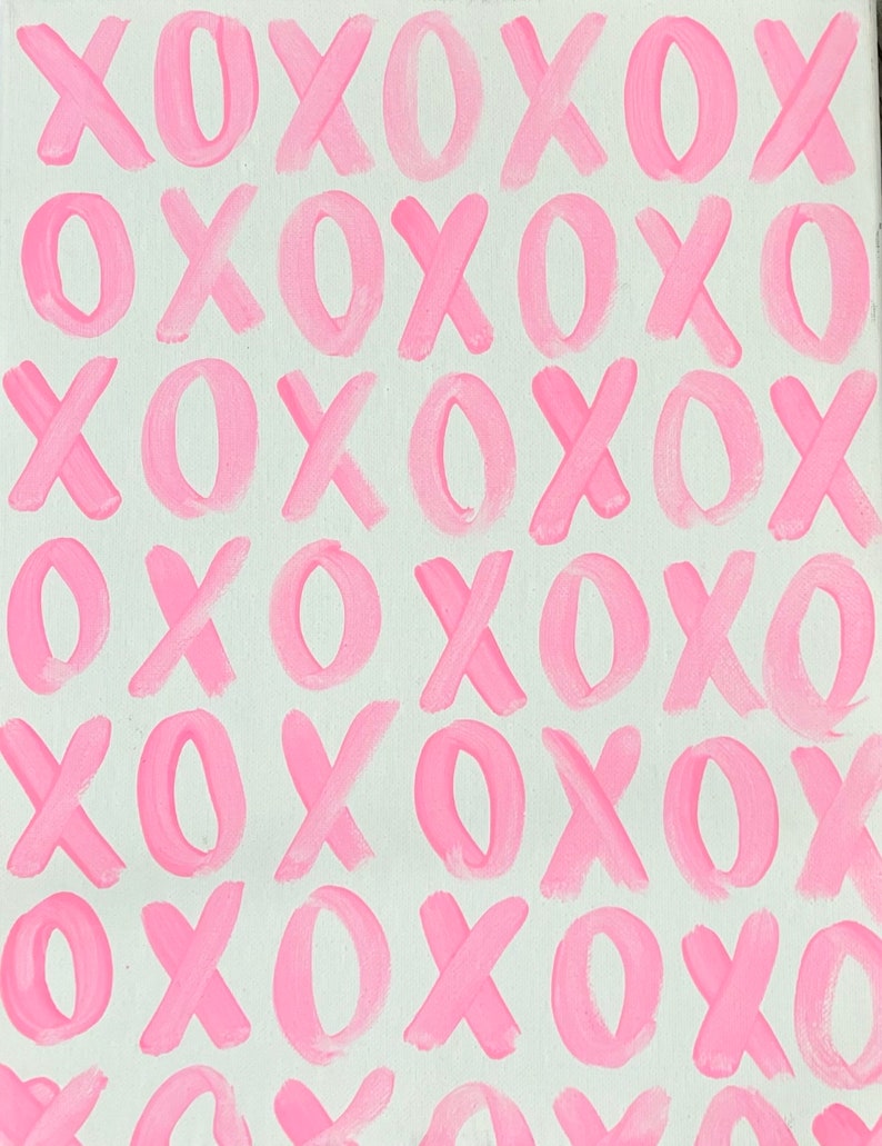 XOXO Pink Canvas Painting Gift Preppy Wall Art Dorm - Etsy