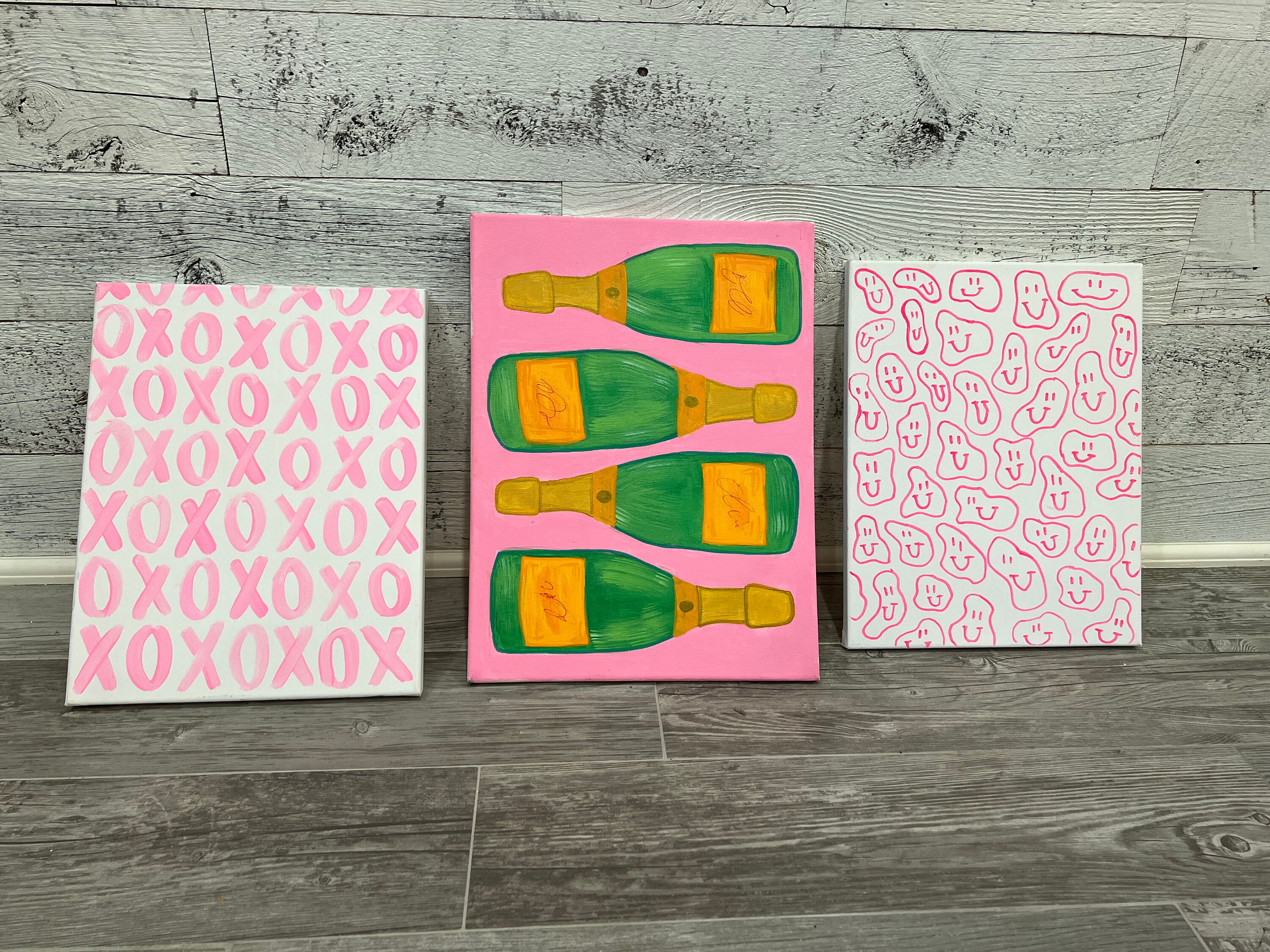 XOXO Pink Canvas Painting Gift Preppy Wall Art Dorm - Etsy