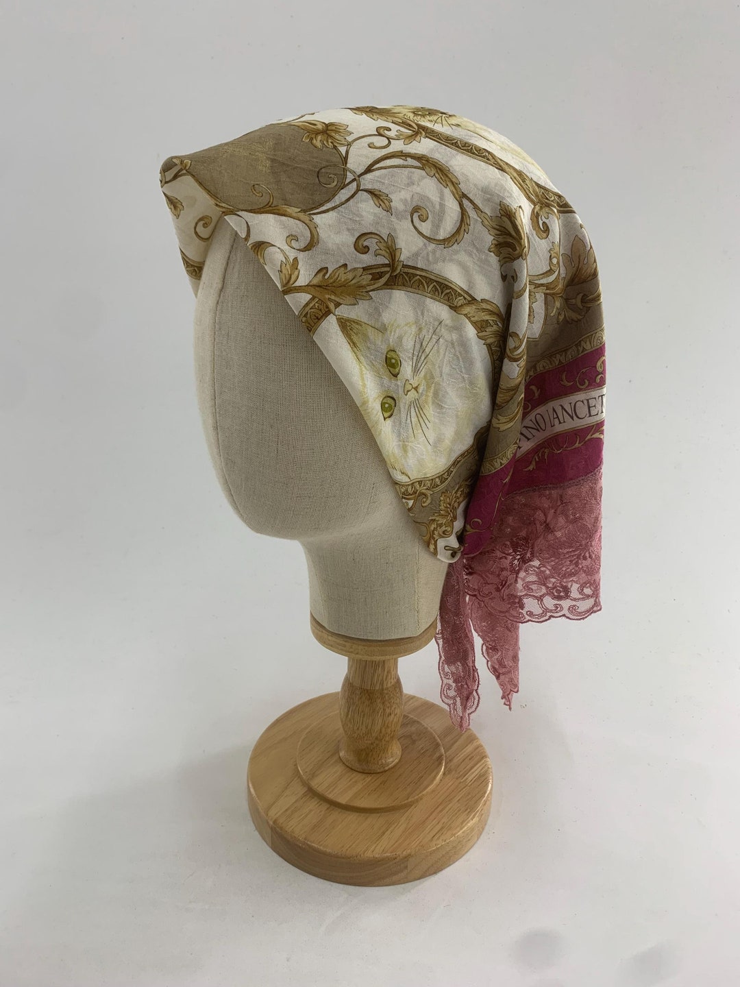 Vintage Pino Lancetti Handkerchief Cat Baroque Bandana Pocket Square ...