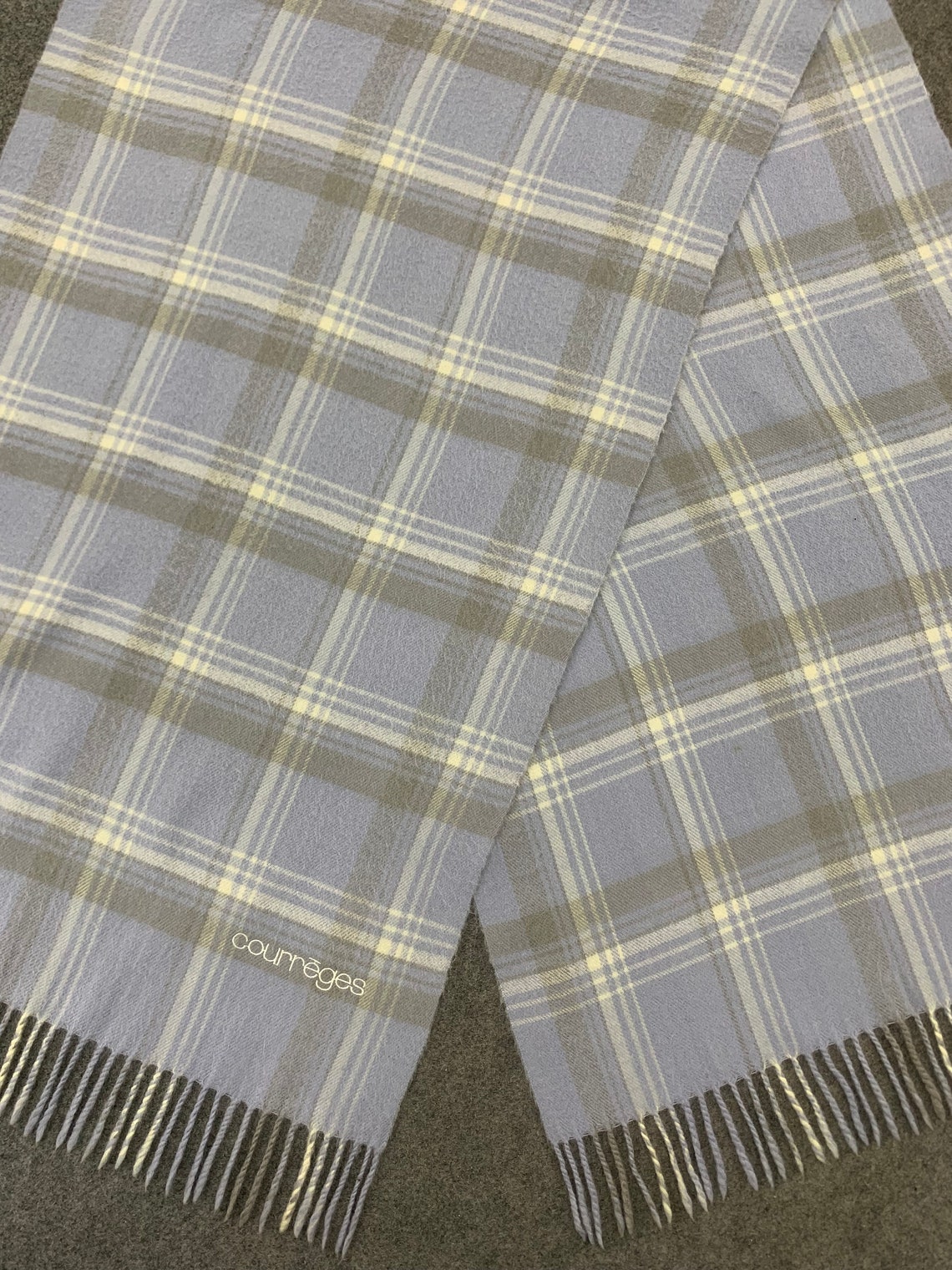 Vintage Courreges Scarf Wool Scarf Blue Plaid Pattern | Unisex ...