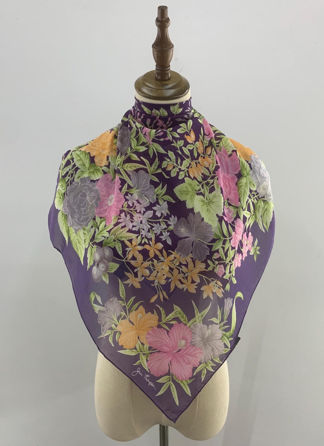 Vintage Jim Thompson Scarf Silk Floral, Women Scarves Accessories ...