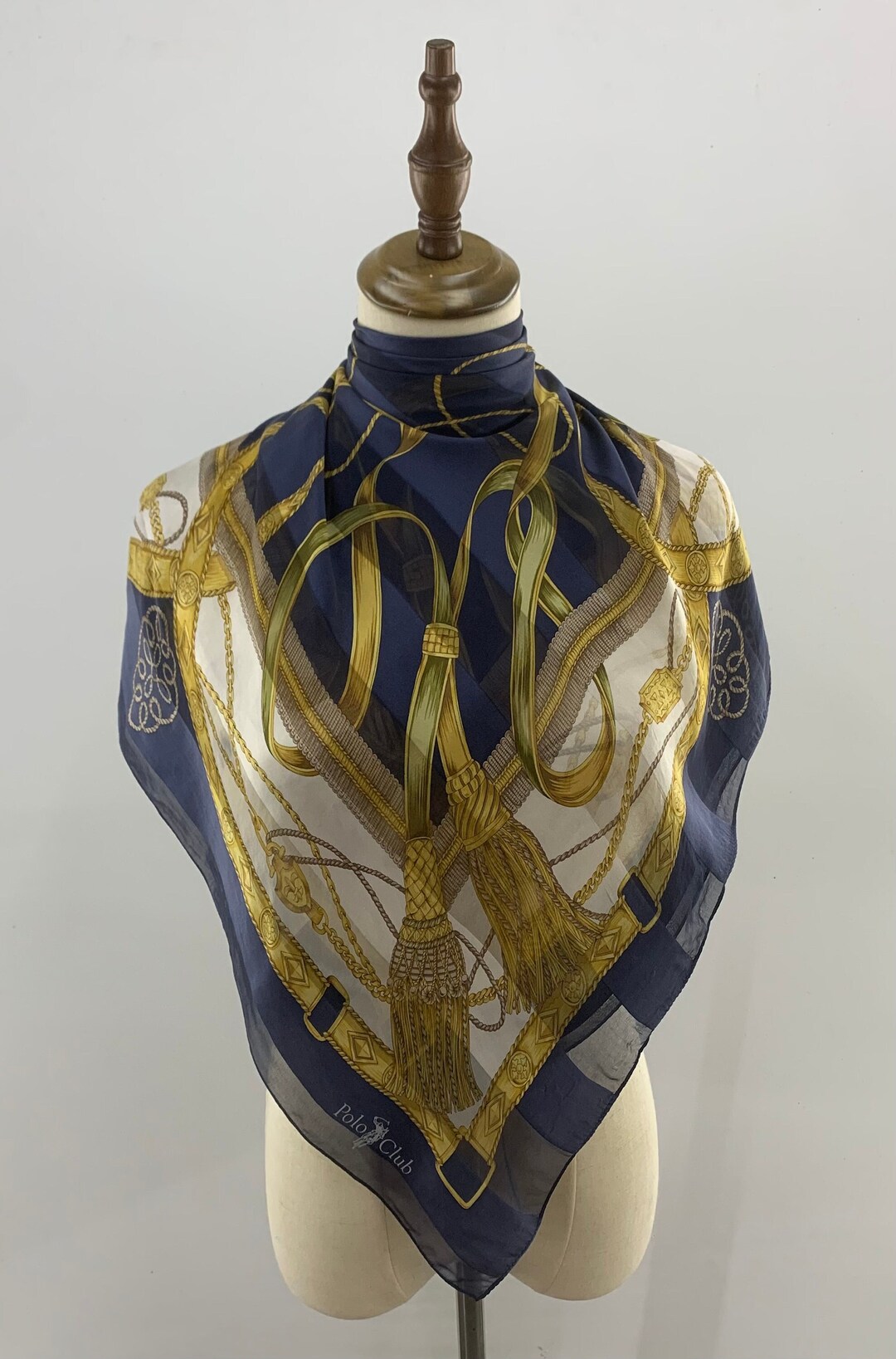 Authentic Polo Club Silk Scarf Vintage Polo Club Scarf Classic Scarves ...