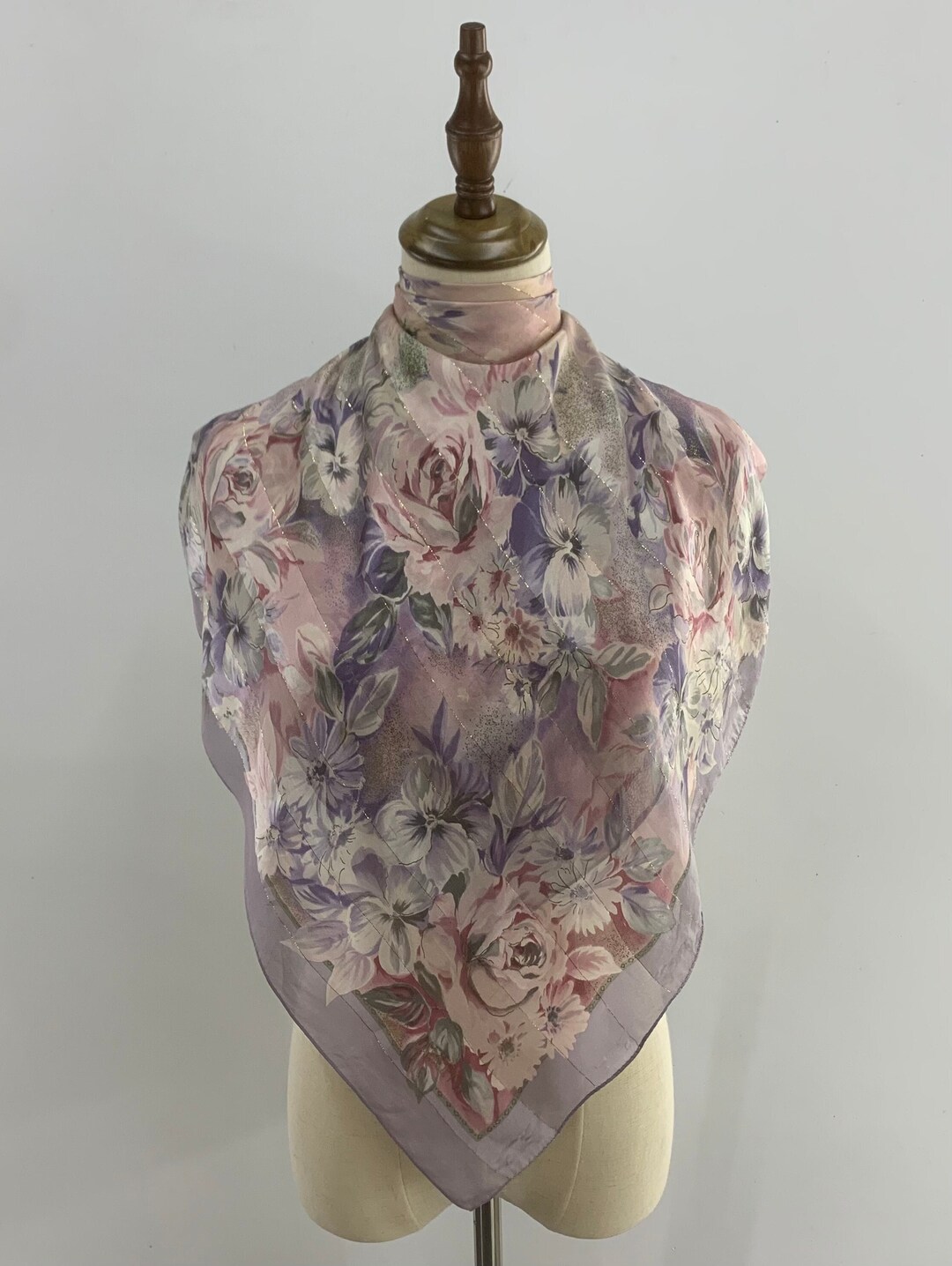 Vintage Lancetti Scarf Silk Floral Neck Scarf, Women Accessories ...