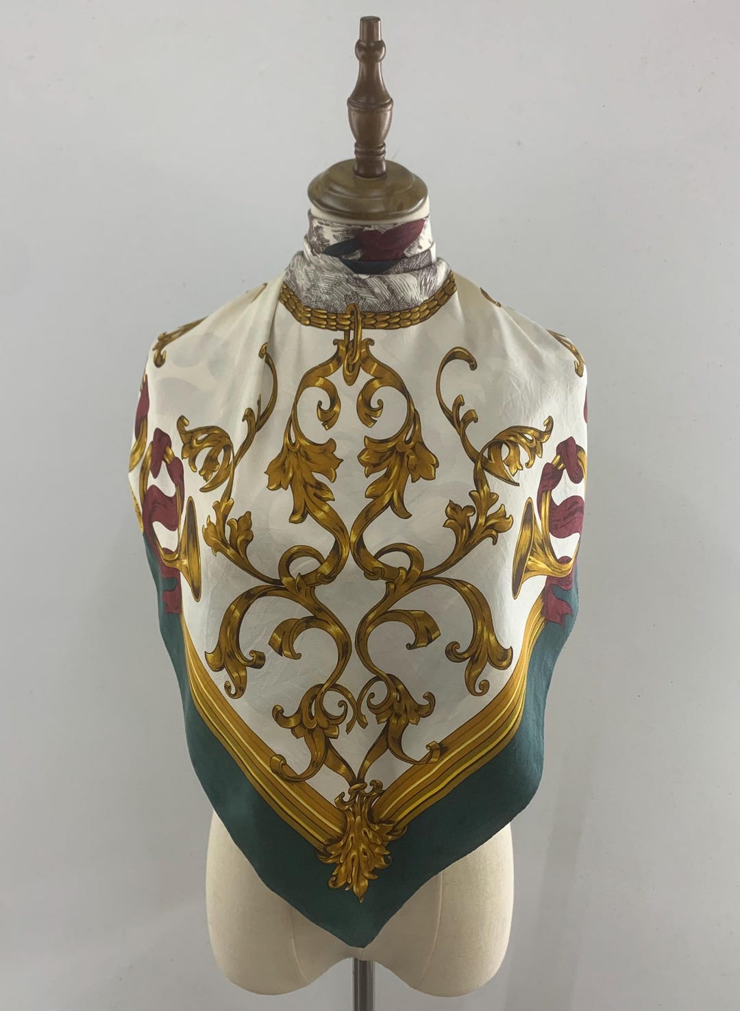 Vintage Silk Scarf Equestrian and Baroque Design Retro Scarves Unisex ...