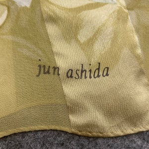 Vintage Jun Ashida Silk Scarf, Olive Scarf Flowers Print, Japanese ...