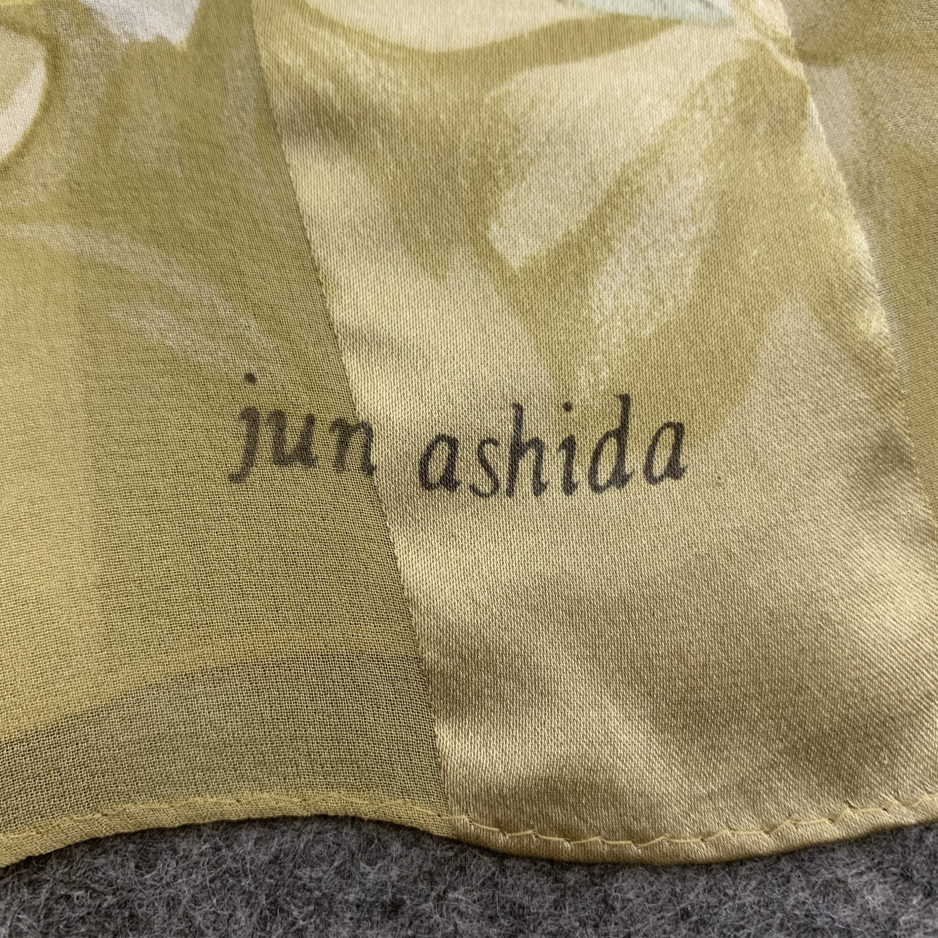 Vintage Jun Ashida Silk Scarf, Olive Scarf Flowers Print, Japanese ...