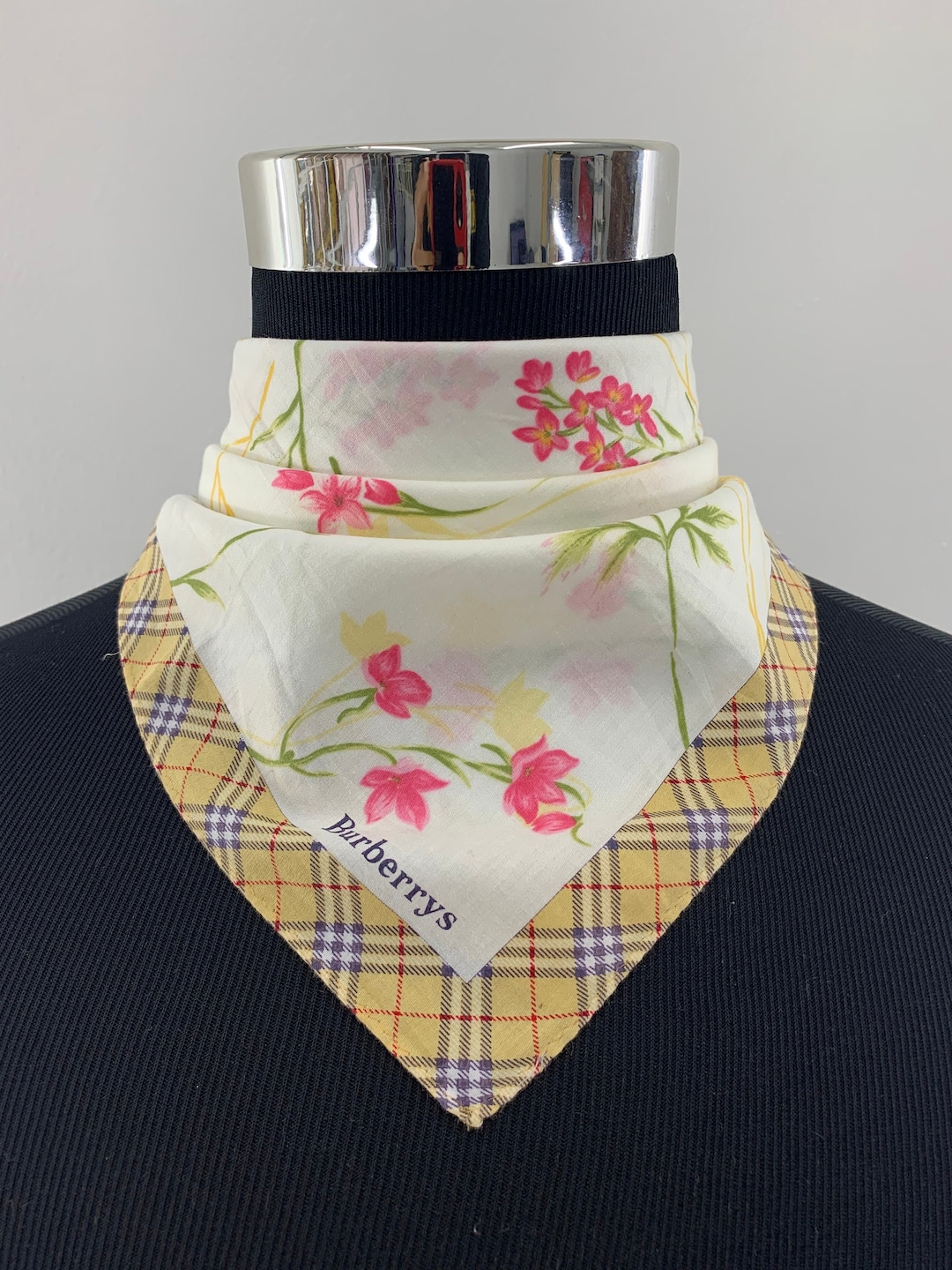 Vintage Burberry Handkerchief, Bandana Floral Accessories, Burberry ...