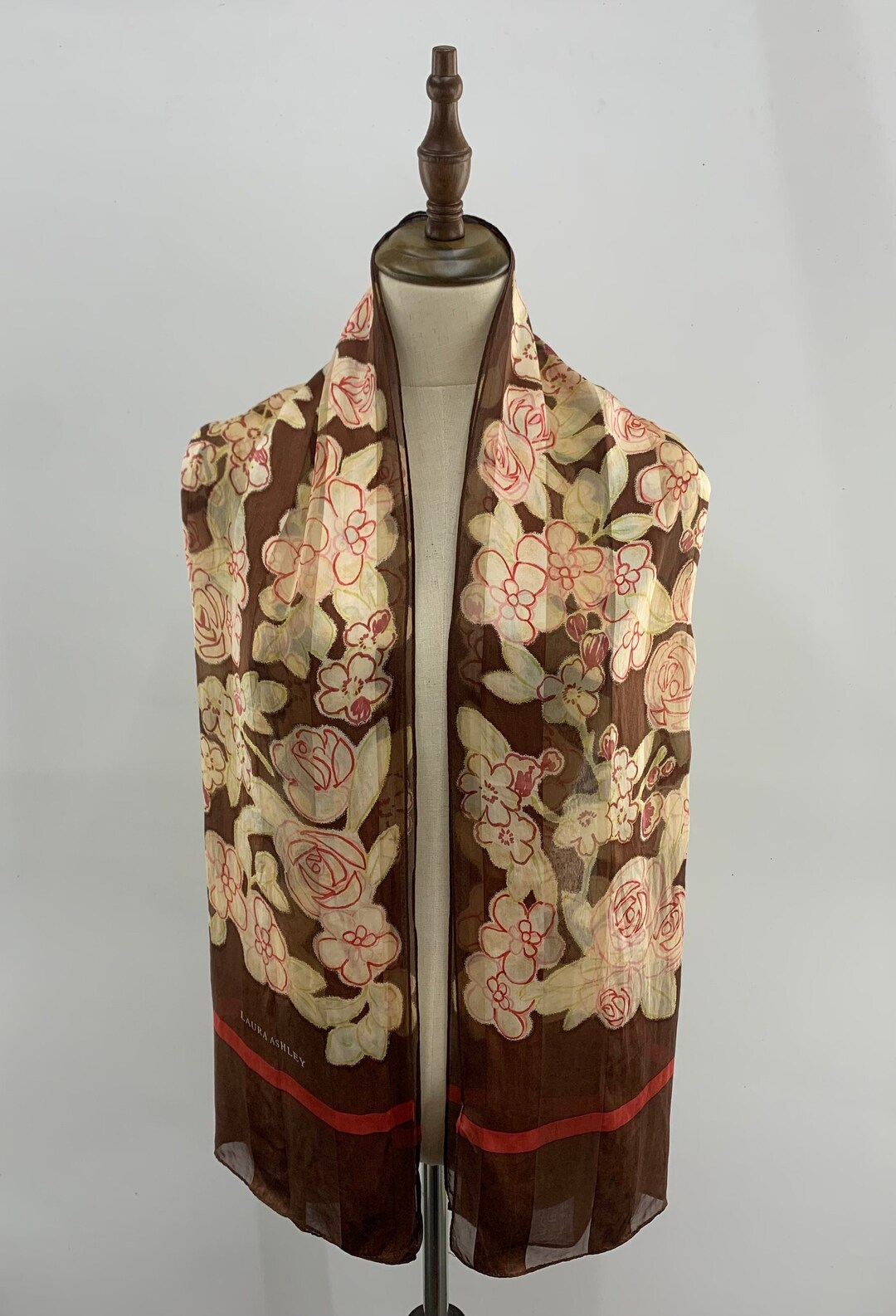 Vintage Laura Ashley Silk Scarf, Laura Ashley Muffler Silk, Laura ...