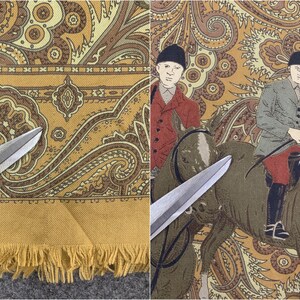 Vintage Silk Scarf Hunting Motive Classic Pattern Classic Neck Scarf ...