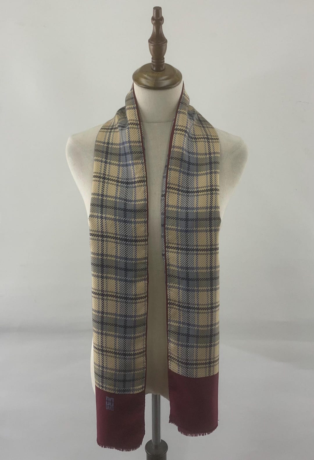 Vintage Daks Silk Scarf 90s Style Retro Pattern Wide Shawl Men ...