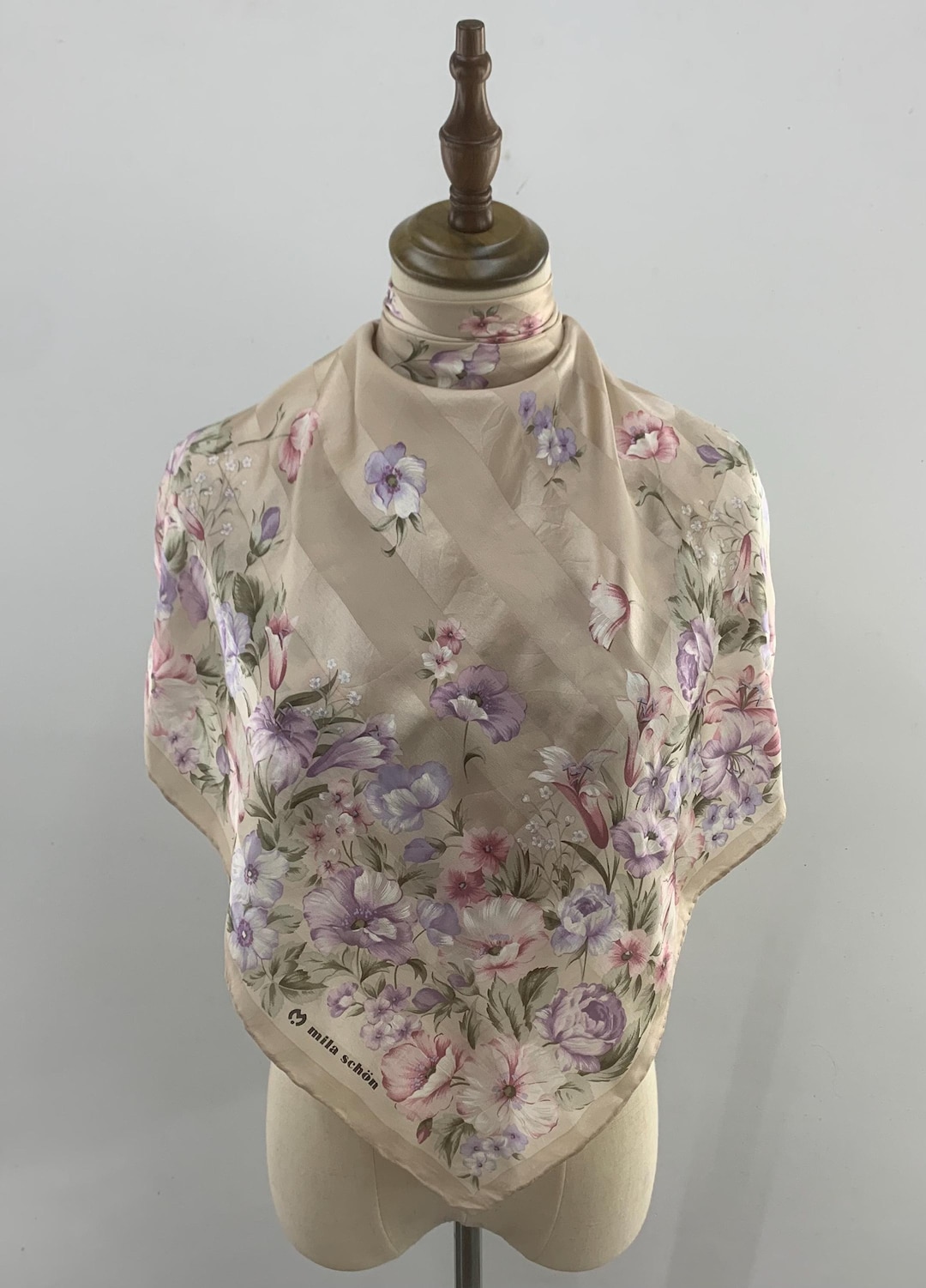 Vintage Mila Schon Scarf Silk Crepe, Women Scarves Accessories Floral ...