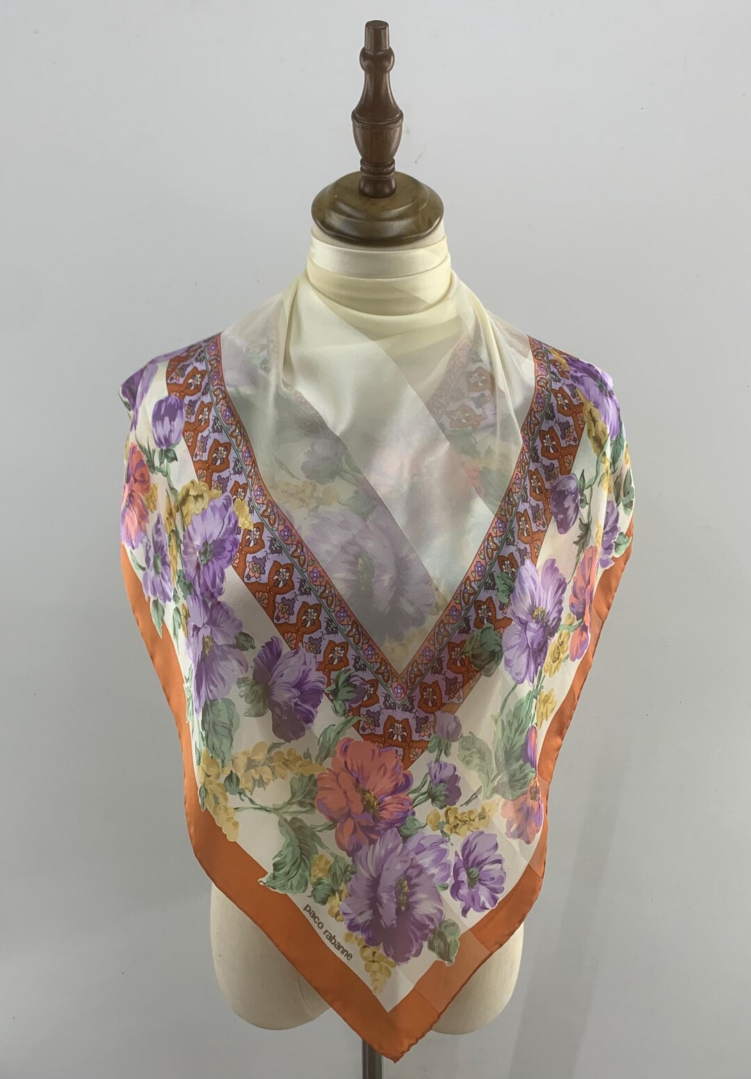 Vintage Paco Rabanne Silk Scarf Floral, Women Scarves Accessories ...
