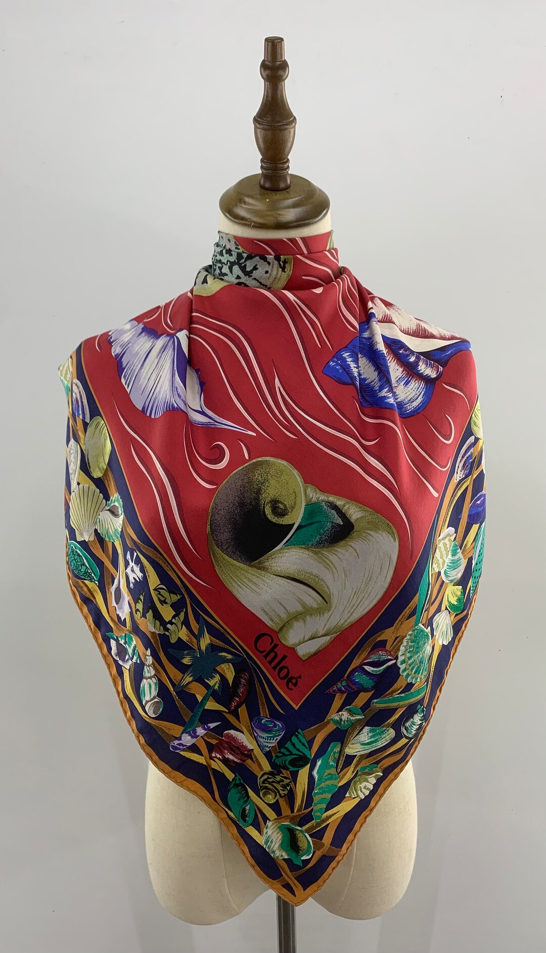 Vintage Chloé Silk Scarf Chloe Scarf Women Accessories Chloe Ocean ...