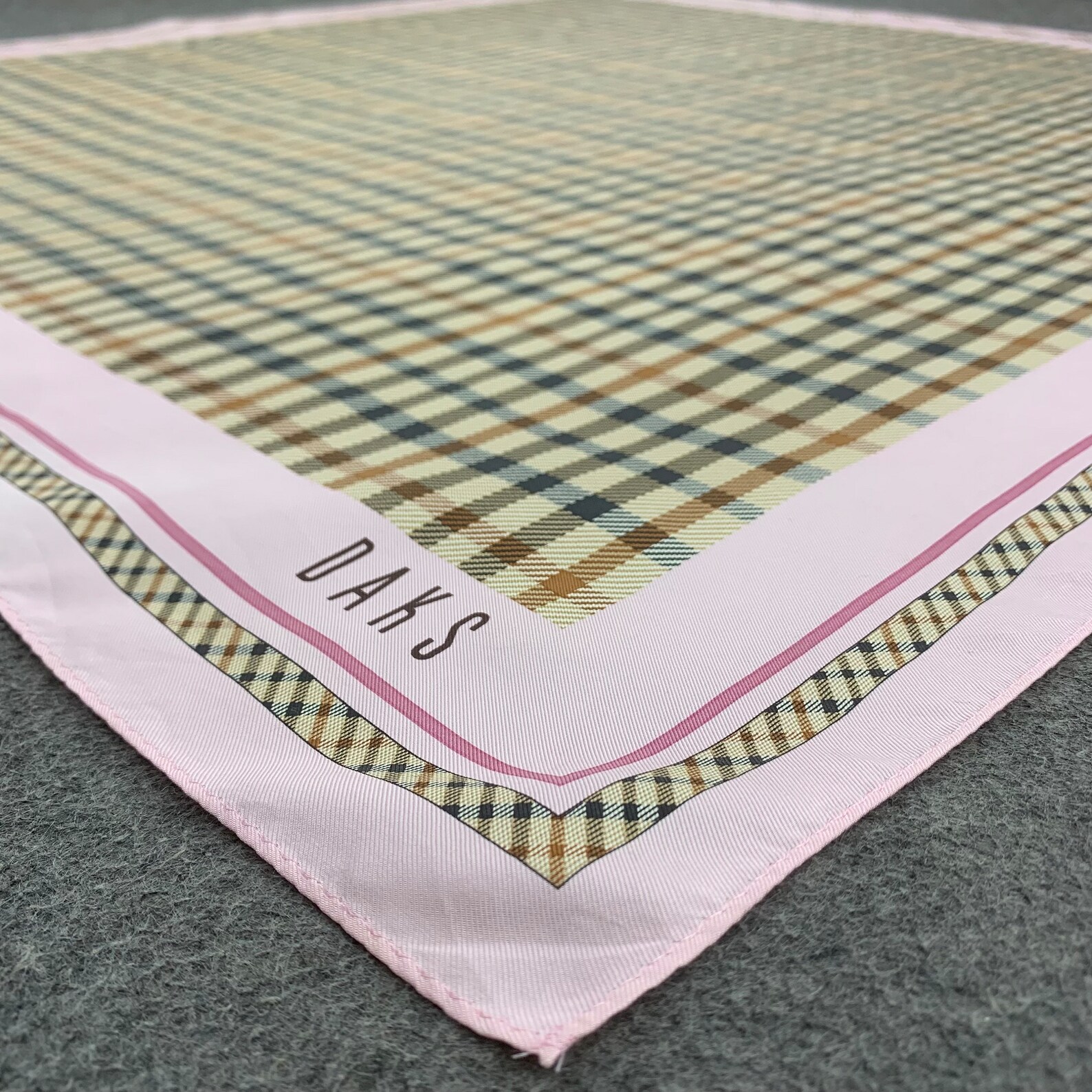 Vintage Daks Silk Scarf Pink Small Check, Neck Scarf, Unisex ...