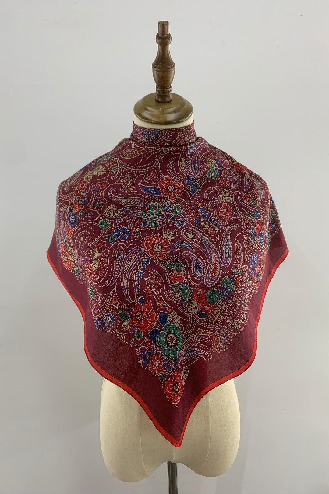 Vintage Silk Scarf, Classic Scarf 90s, Women Accessories, Paisley ...