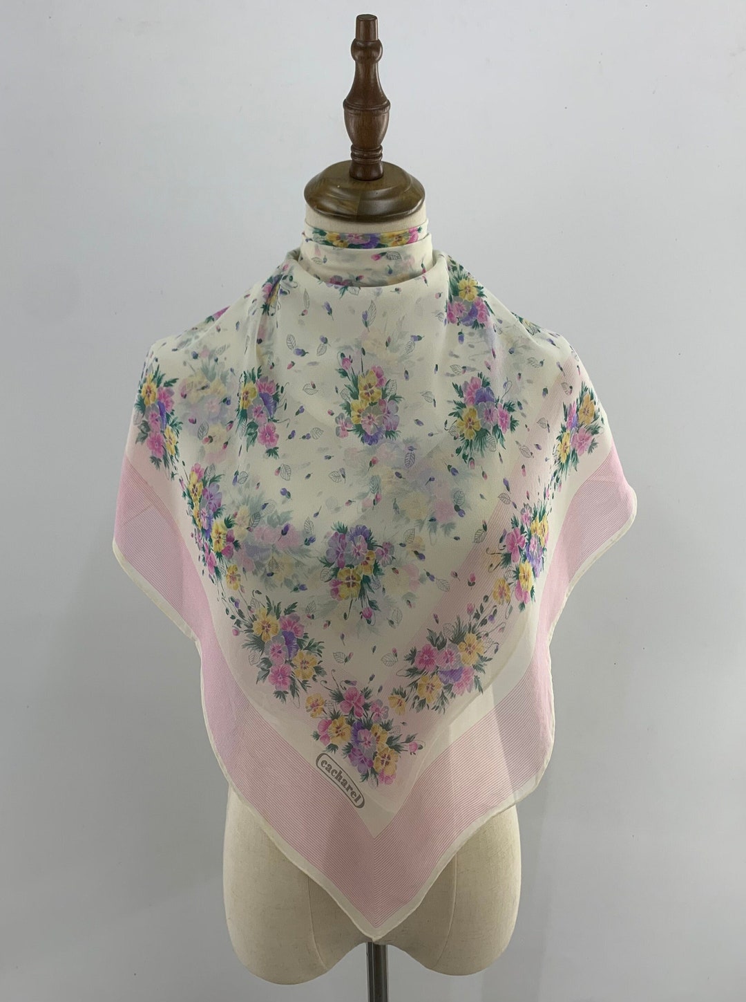 Vintage Cacharel Silk Scarf Pink Floral, Vintage Scarves Flowers ...