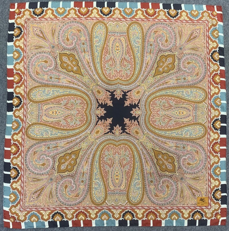 Vintage Etro Milano Silk Scarf Etro Square Scarf Etro Shawl Silk Etro ...