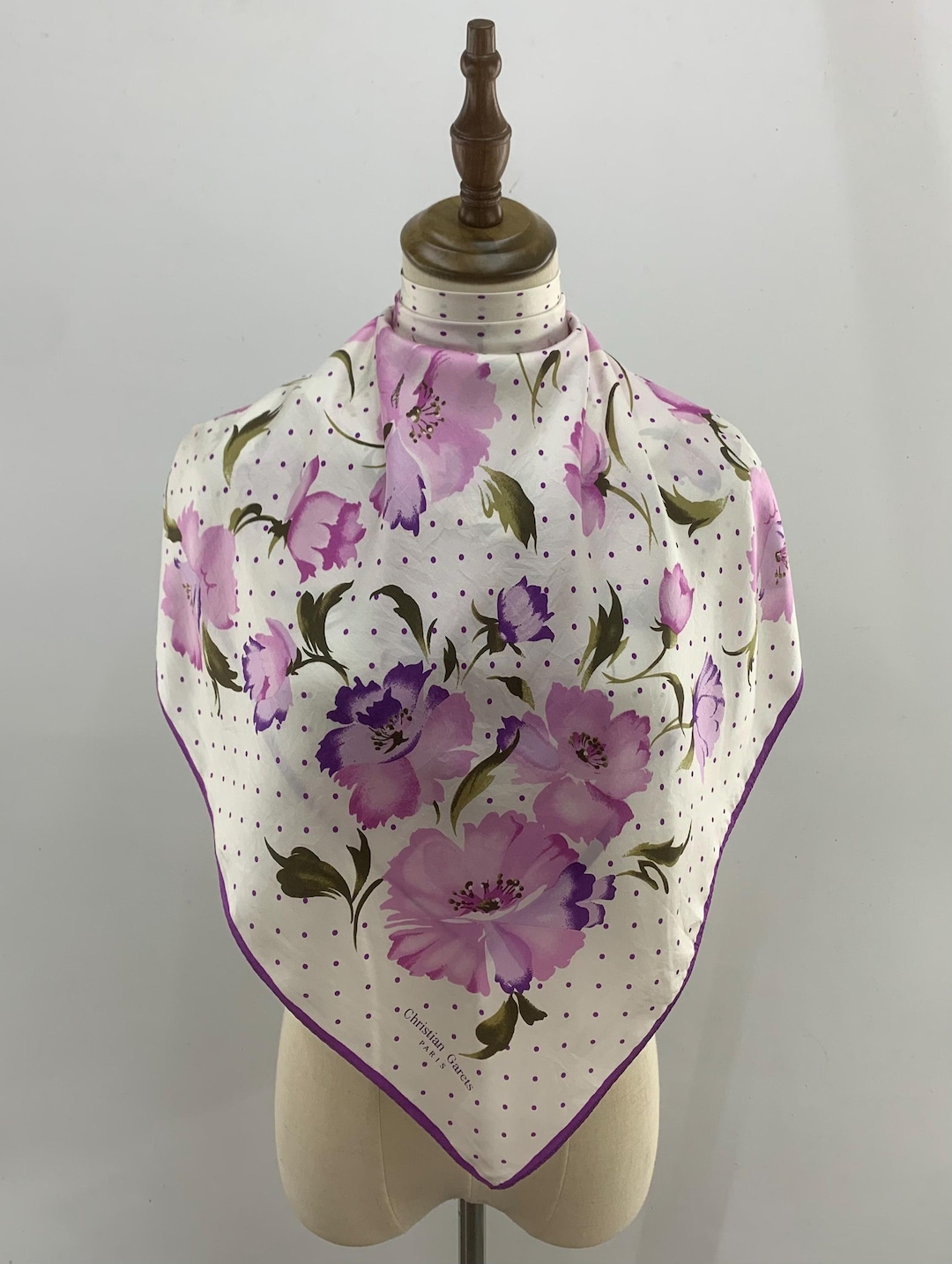Vintage Christian Garets Silk Scarf, Women Scarves Floral Purple ...