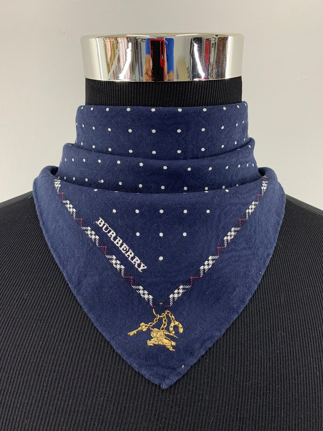 Vintage Burberrys Handkerchief Burberry Bandana Navy Blue Accessories ...