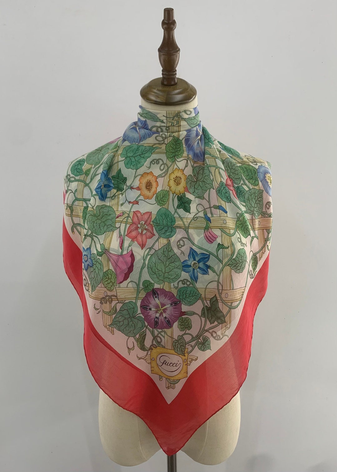 Vintage 90s Gucci Silk Scarf | Authentic Gucci Scarf | Gucci ...