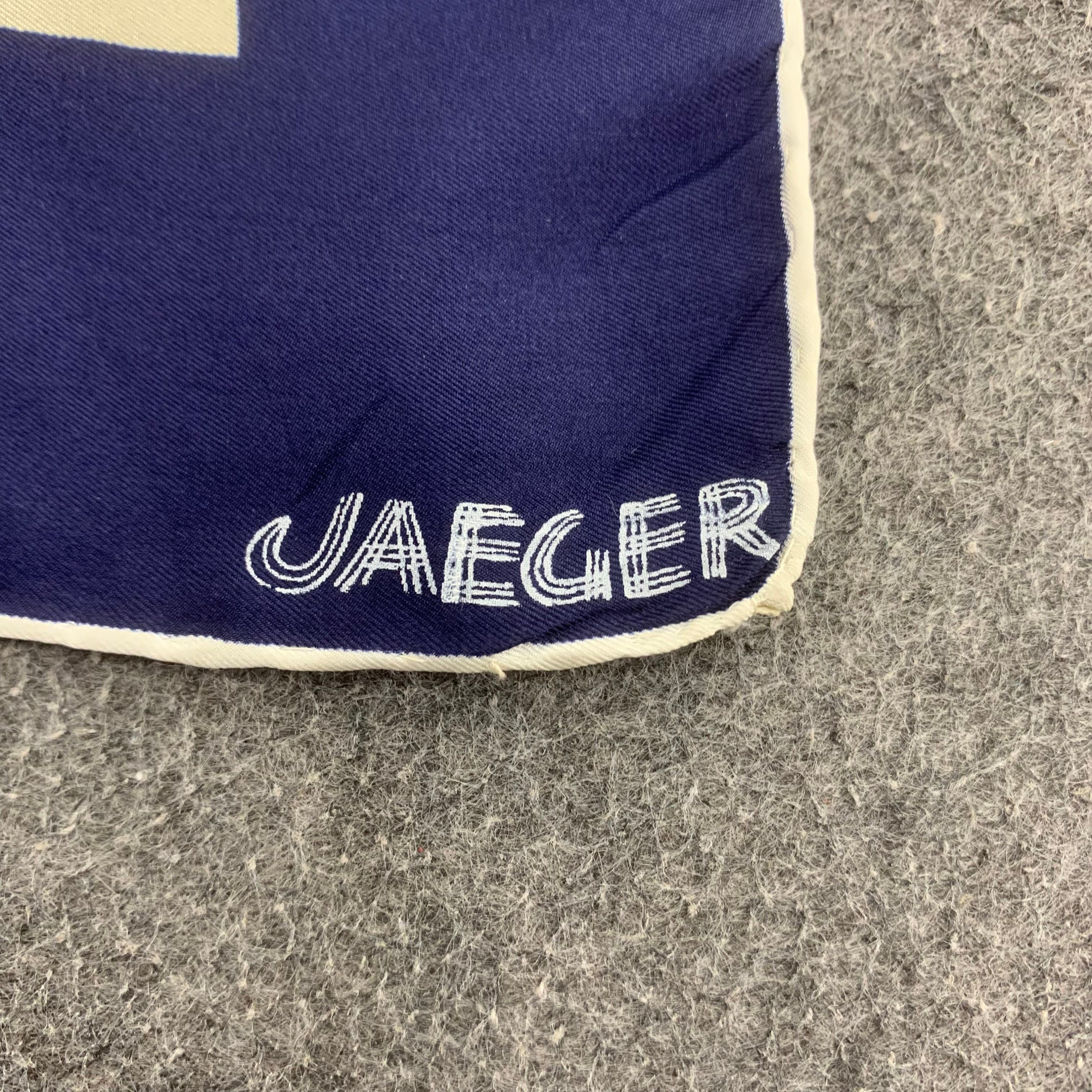 Vintage Jaeger Silk Scarf Blue Base Striped Classic Print Head Scarf ...