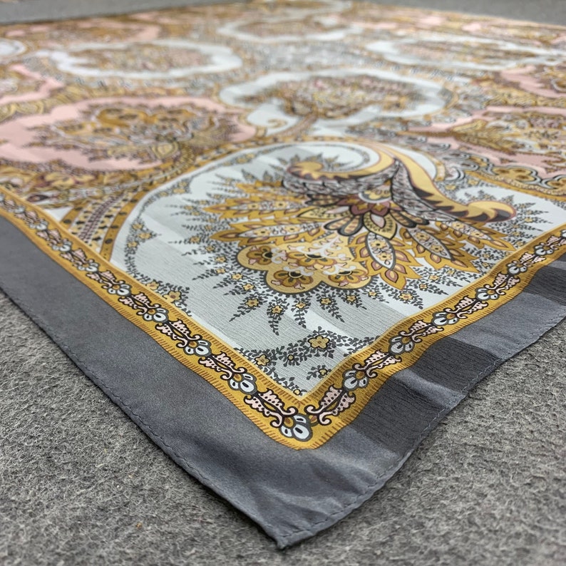 Vintage J.press Silk Scarf Vintage Scarf J.press Floral Paisley Grey ...