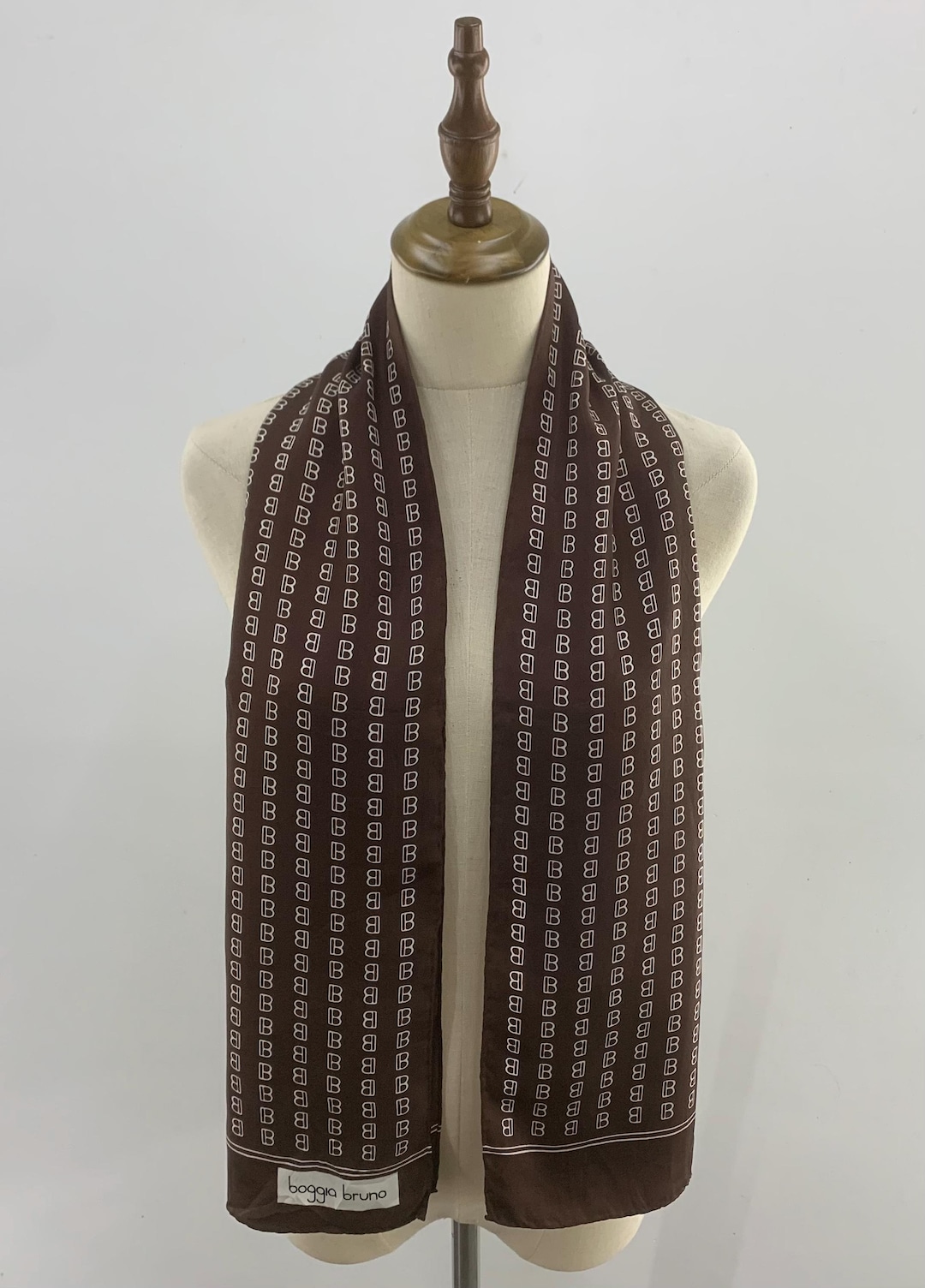 Vintage 90s Boggia Bruno Scarf, Monogram Boggia Bruno Silk Scarf Brown ...