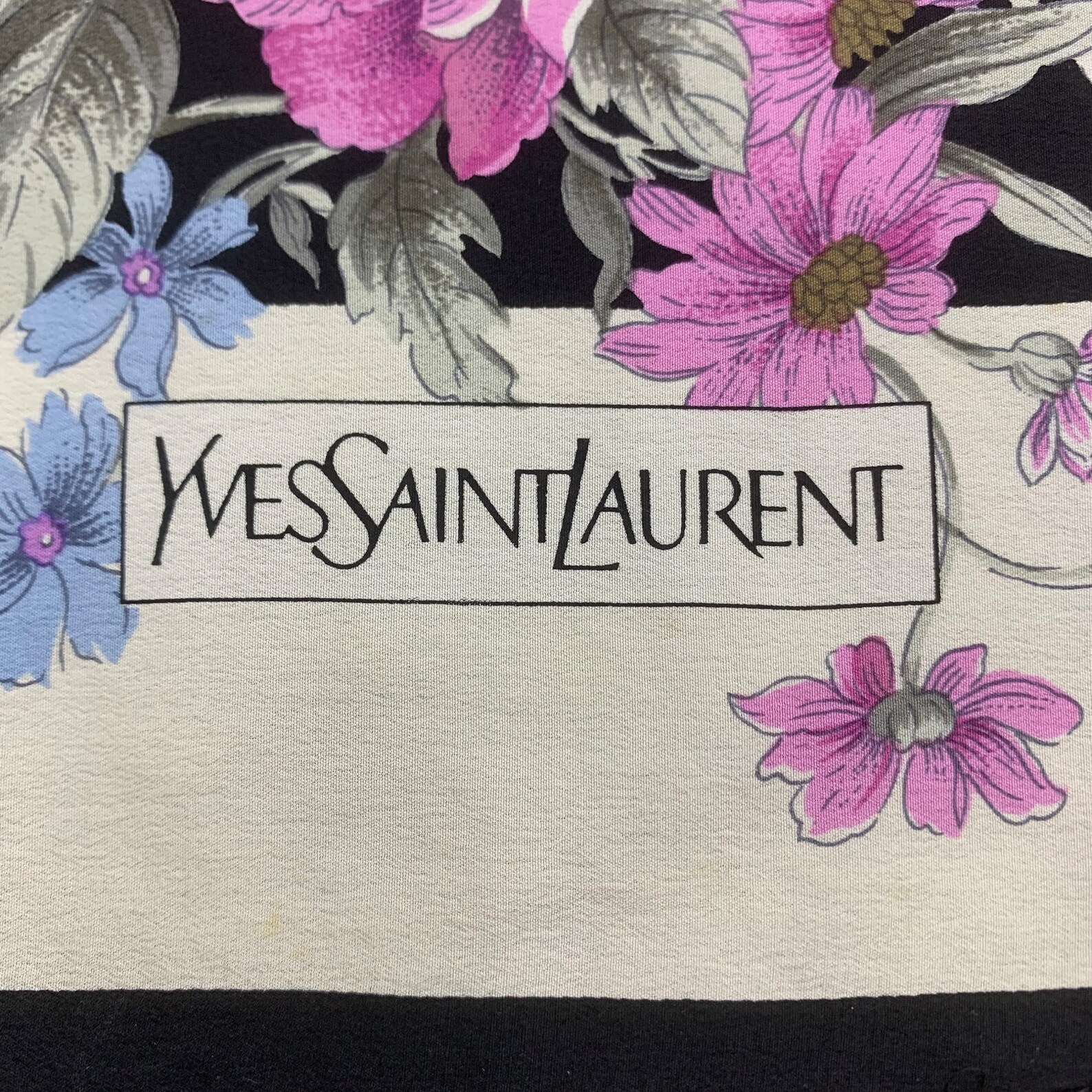 Vintage Yves Saint Laurent Silk Scarf Floral Vintage Scarf YSL Scarves ...
