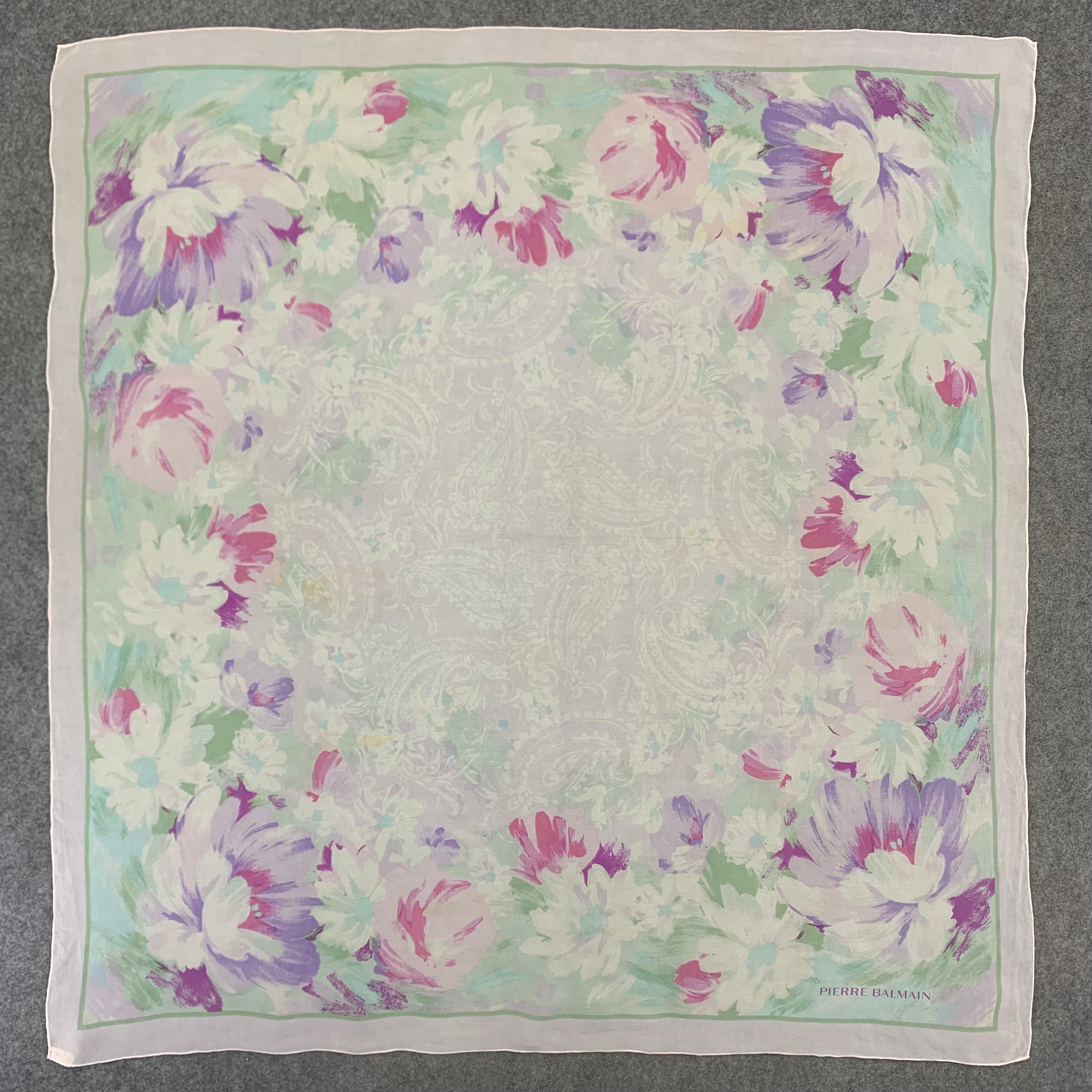 Vintage Pierre Balmain Floral Silk Scarf, Pierre Balmain Shawl Silk ...