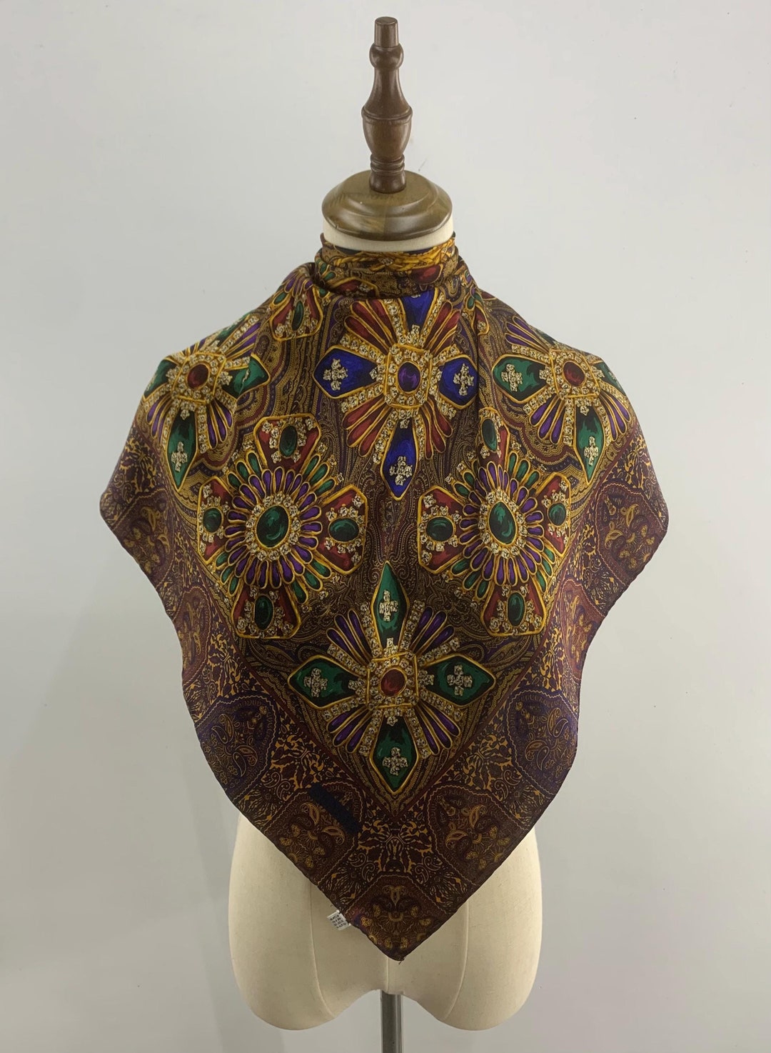 Authentic Chanel Scarf Silk Twill Brown Paisley Chanel Luxury Print ...