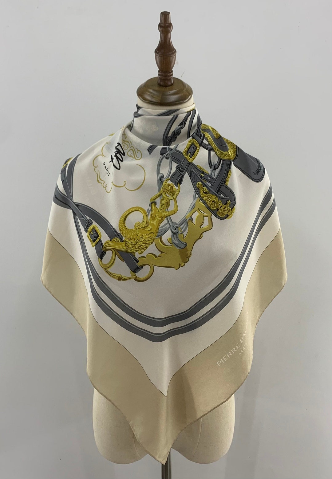 Vintage Pierre Balmain Silk Scarf 90cm Luxury Silk Carre Foulards Hand ...