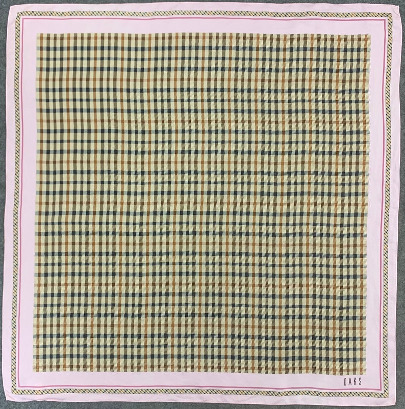 Vintage Daks Silk Scarf Pink Small Check, Neck Scarf, Unisex ...