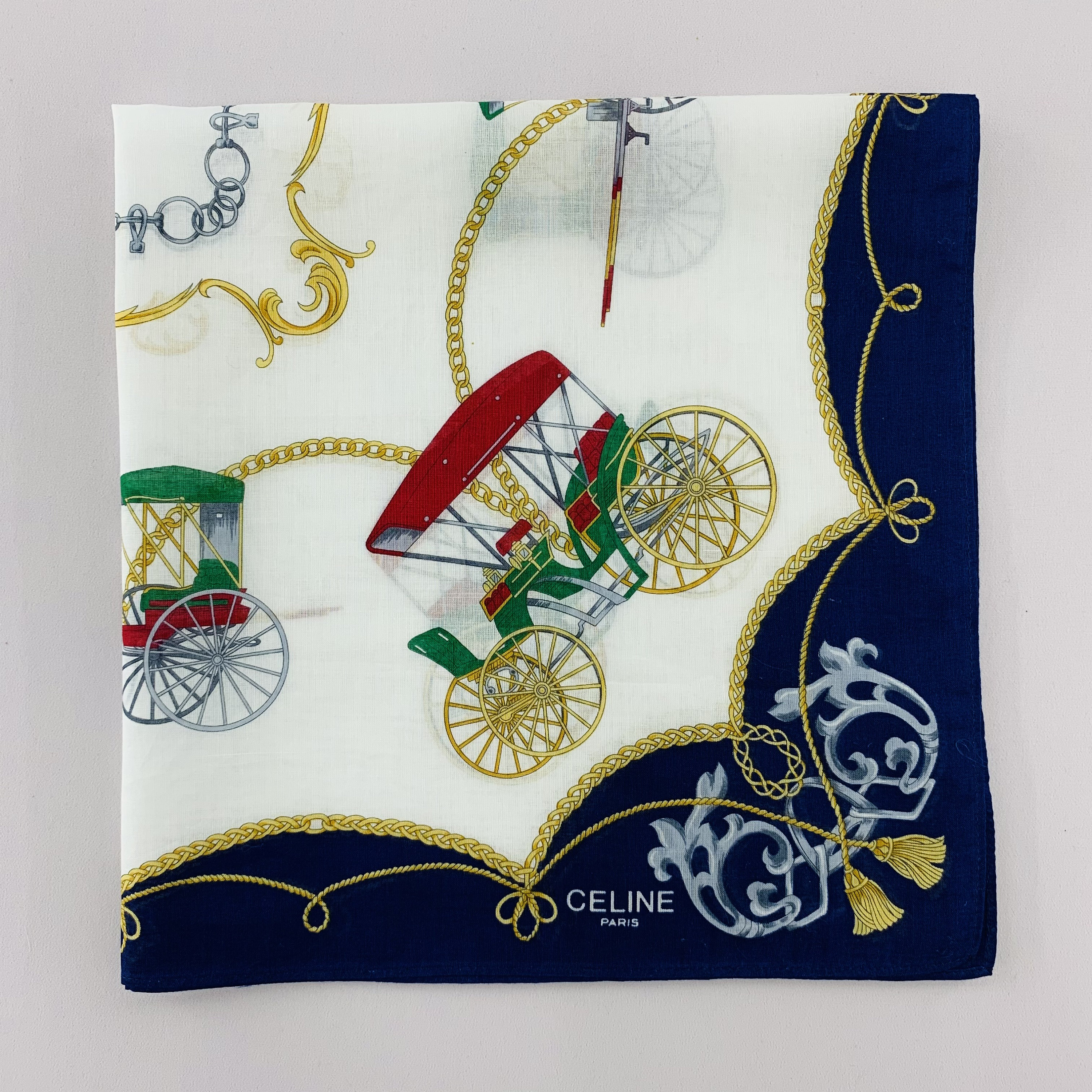 Vintage Celine Handkerchief Celine Paris Bandana Blue White Classic ...