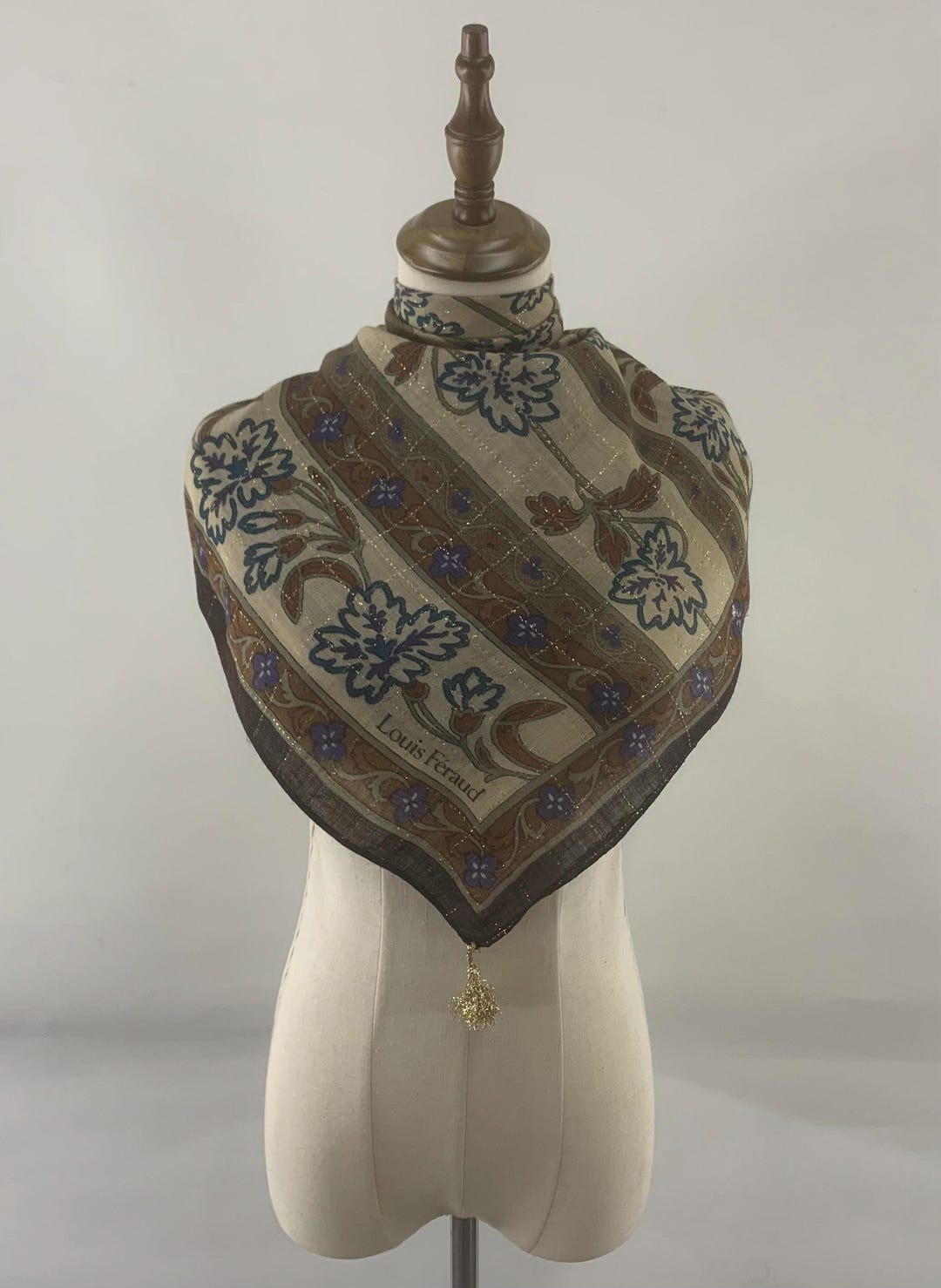 Vintage Louis Feraud Classic Floral Pattern Wool Scarf Body Wrap ...