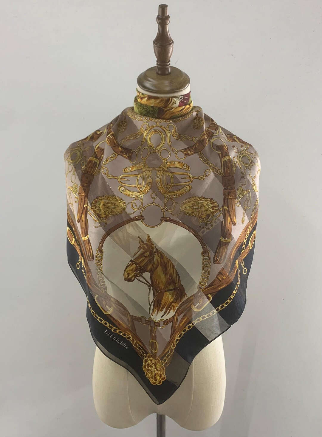 Vintage La Chatelaine Silk Scarf, Classic 90s Scarf, Square Scarf ...