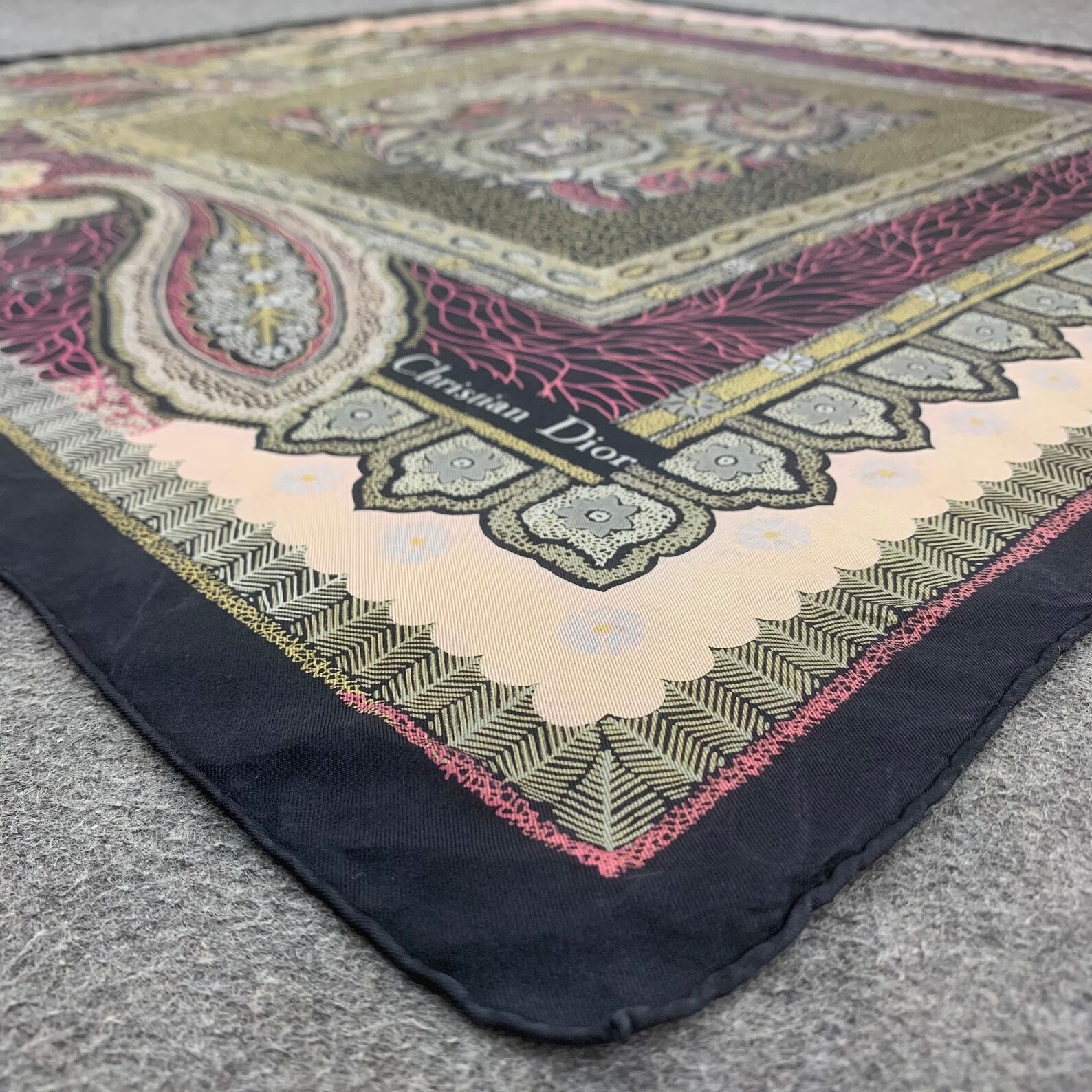 Authentic Christian Dior Silk Scarf Vintage Dior Scarf Floral Paisley ...