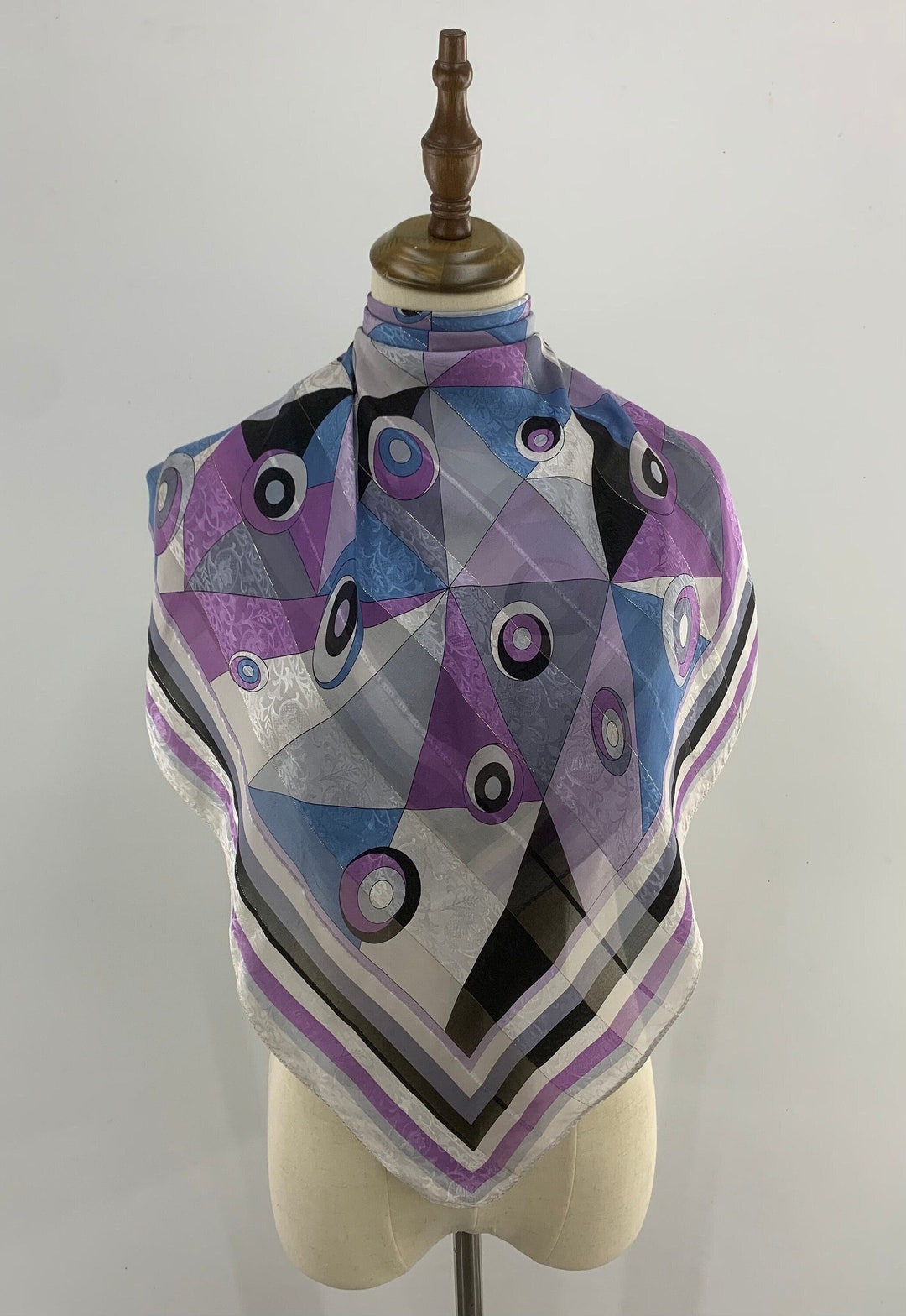 Abstract Silk Scarf, Vintage Shawl Pure Silk Jacquard, Neckwear Fashion ...