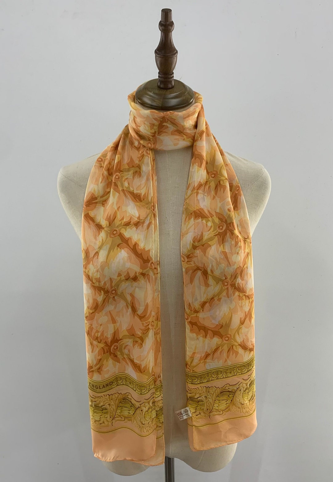 Vintage Old England Silk Scarf, Pure Silk Neck Scarf, Women Accessories ...