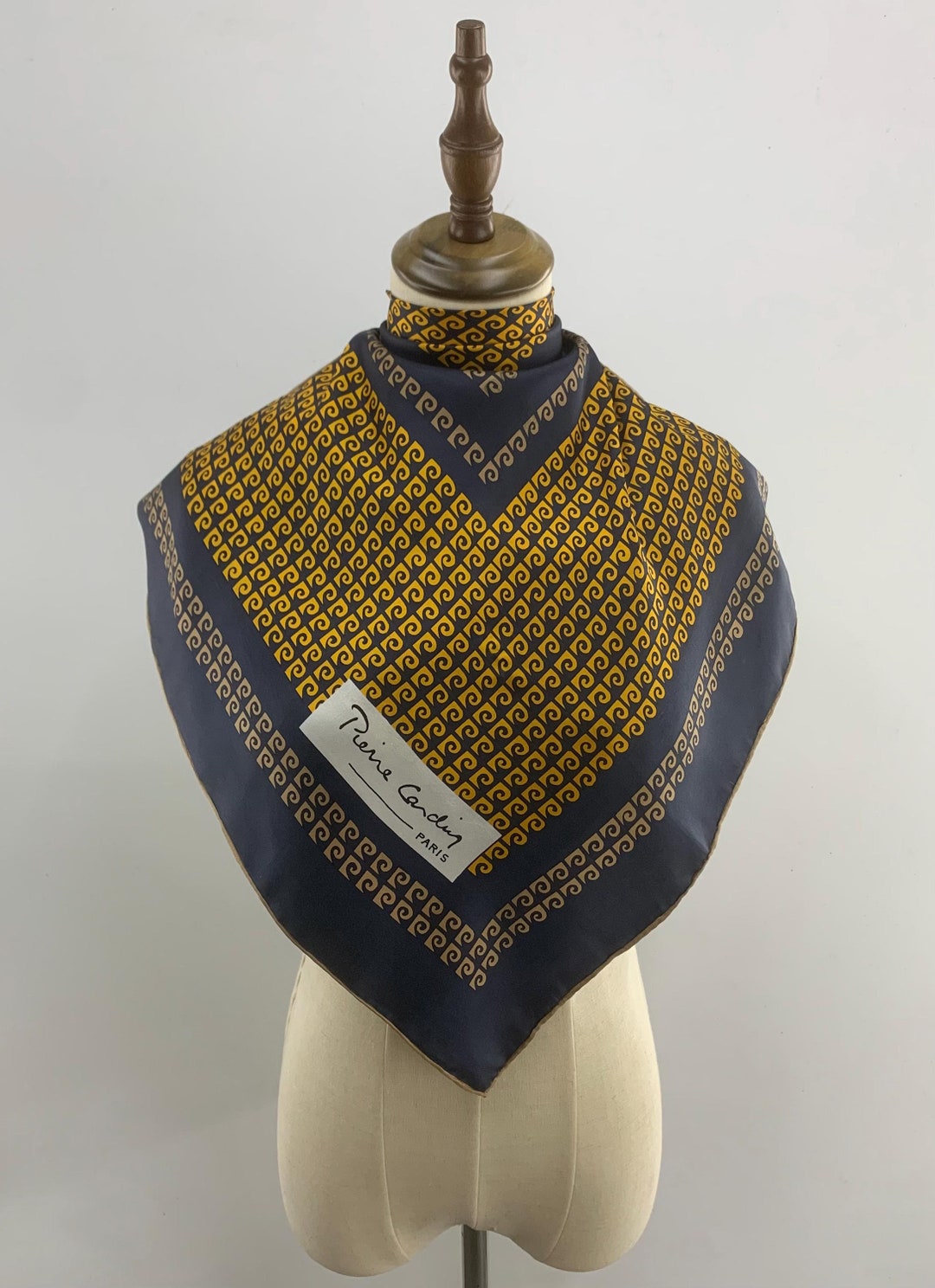 Vintage Pierre Cardin Silk Scarf Monogram Pattern Scarves Carre ...
