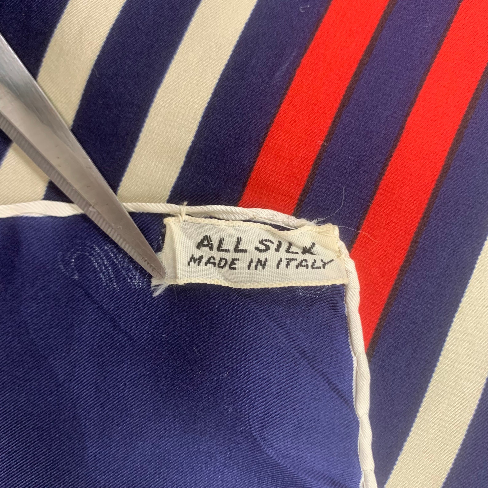 Vintage Jaeger Silk Scarf Blue Base Striped Classic Print Head Scarf ...