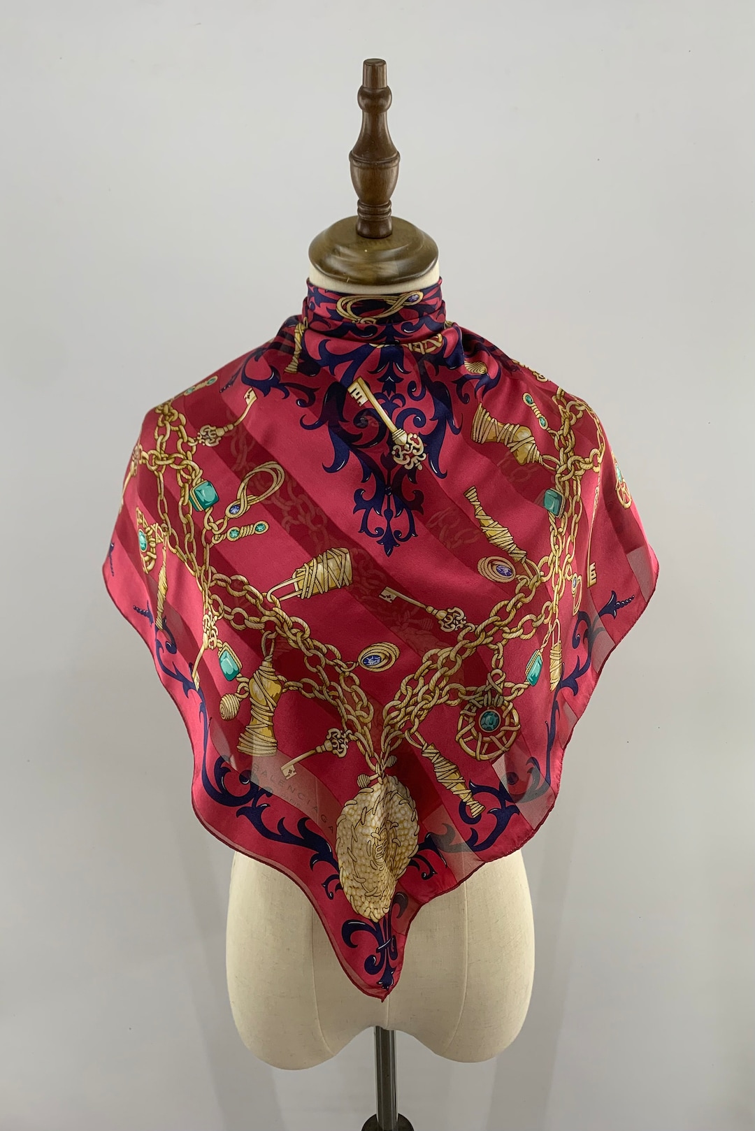 Vintage Balenciaga Silk Scarf, Balenciaga Scarf Top, Balenciaga Shawl ...