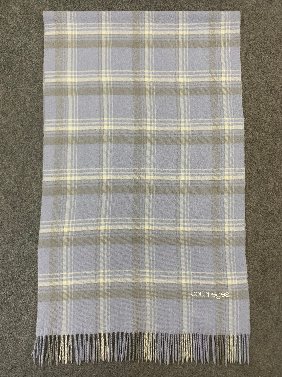 Vintage Courreges Scarf Wool Scarf Blue Plaid Pattern | Unisex ...